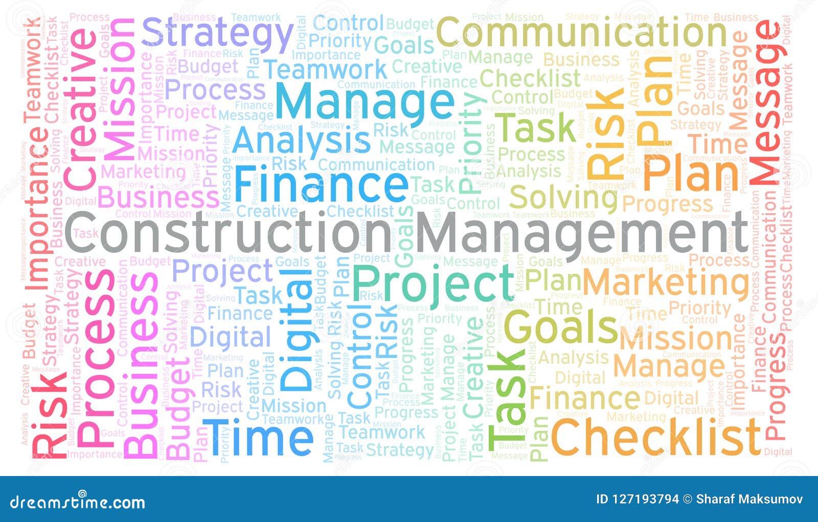 Construction Management Word Cloud, Made with Text only. Stock ...