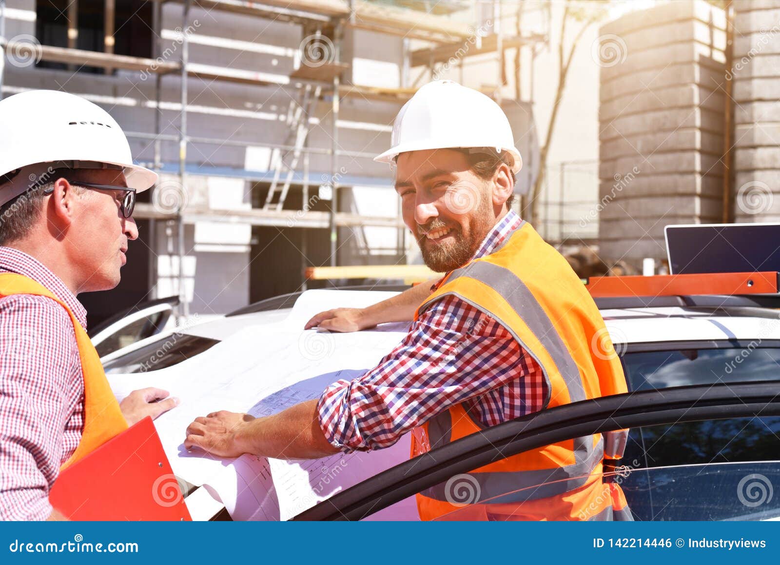 Construction Manager and Architect on Site during the Construction of a ...