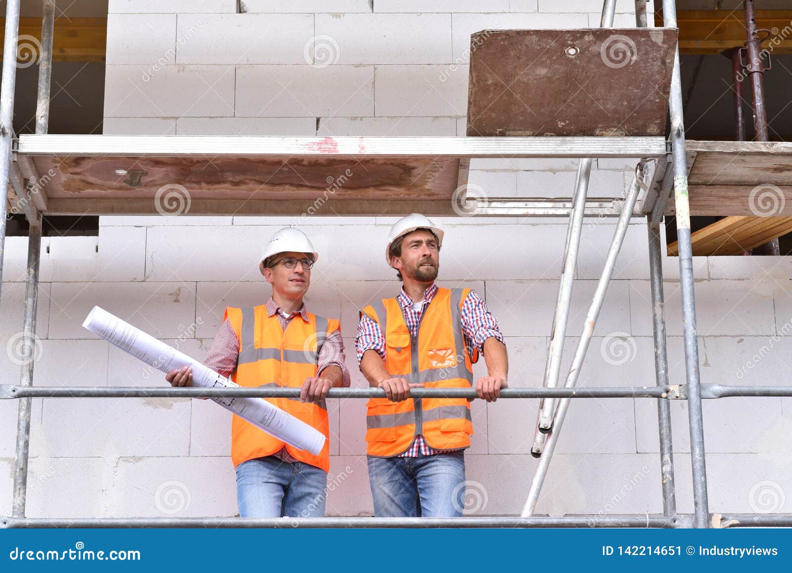 Construction Manager and Architect on Site during the Construction of a ...