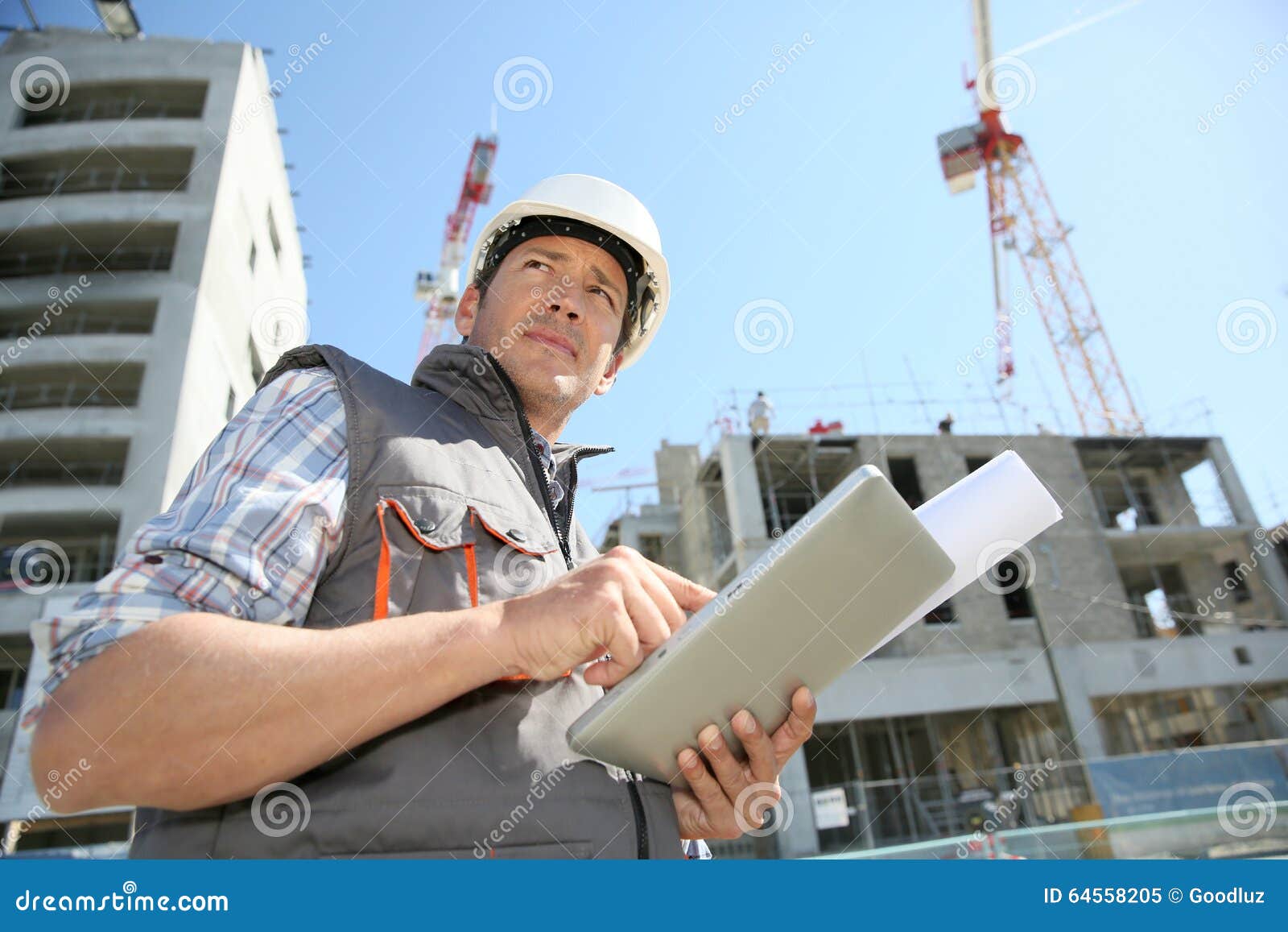 Construction Manager on Building Site Stock Image - Image of industry ...