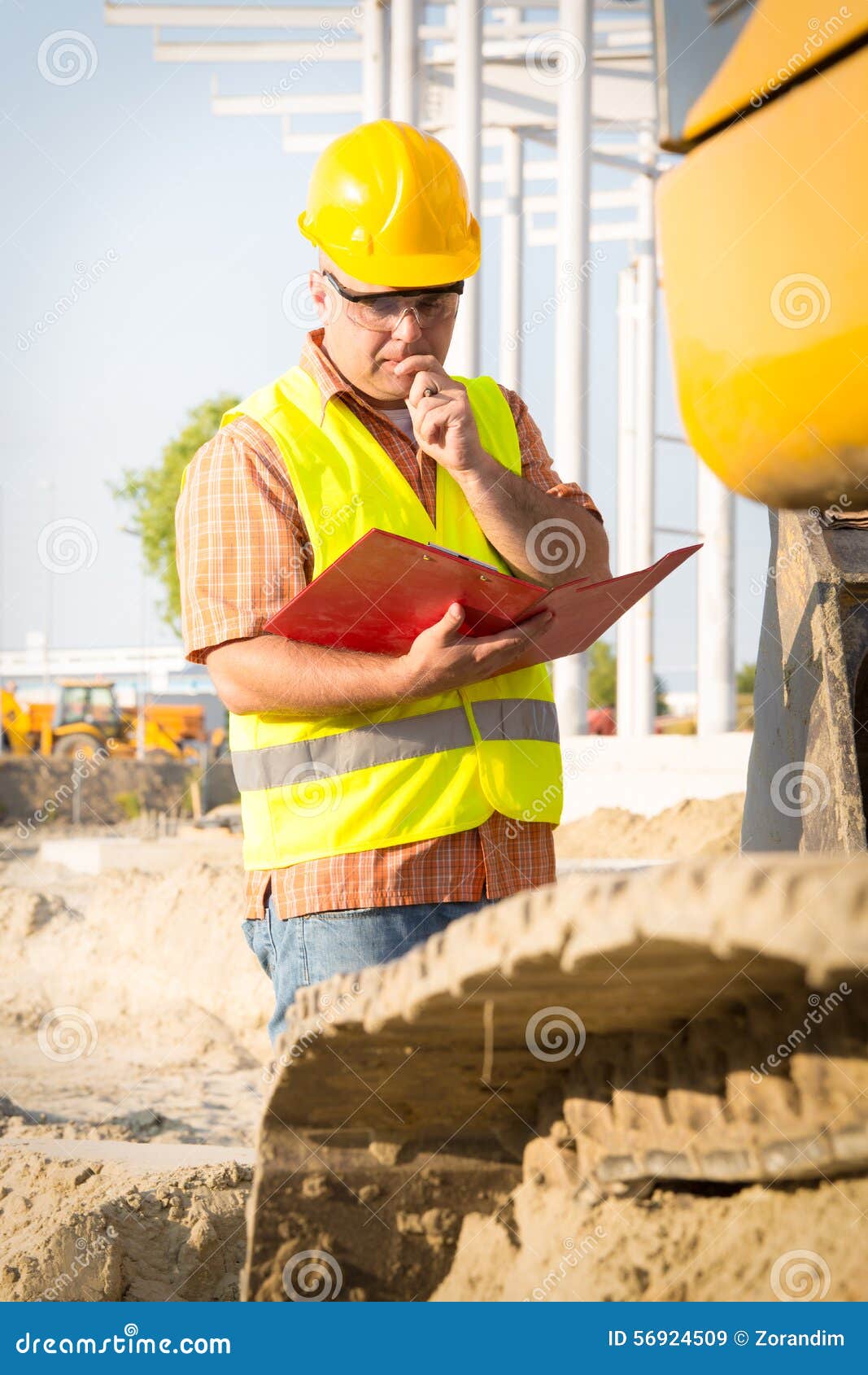Construction Manager Controlling Building Site with Plan Stock Image ...