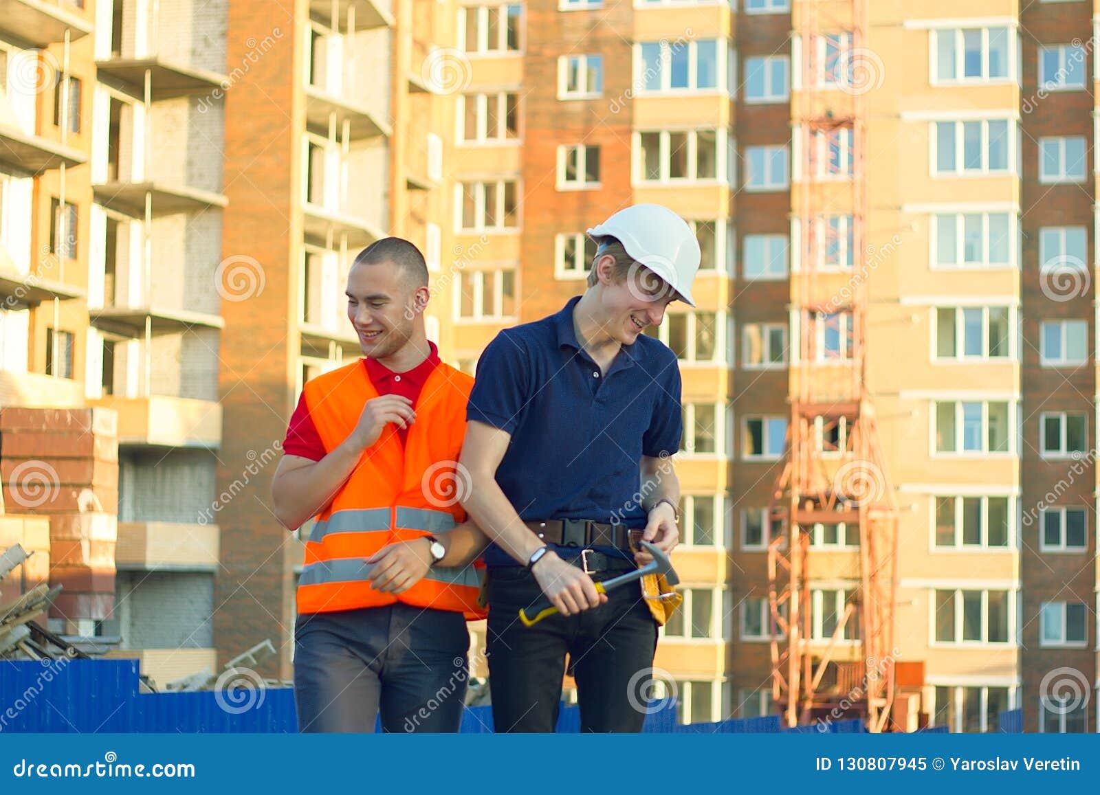 Construction Manager and Engineer Working on Building Site Stock Image ...