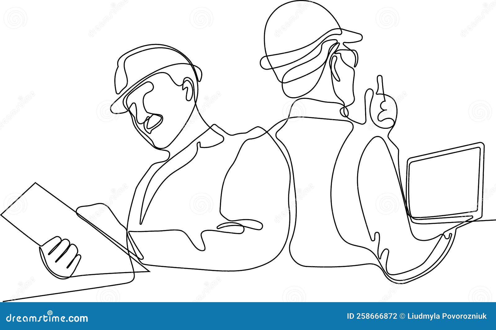 Construction Manager and Engineer Working Stock Vector - Illustration ...