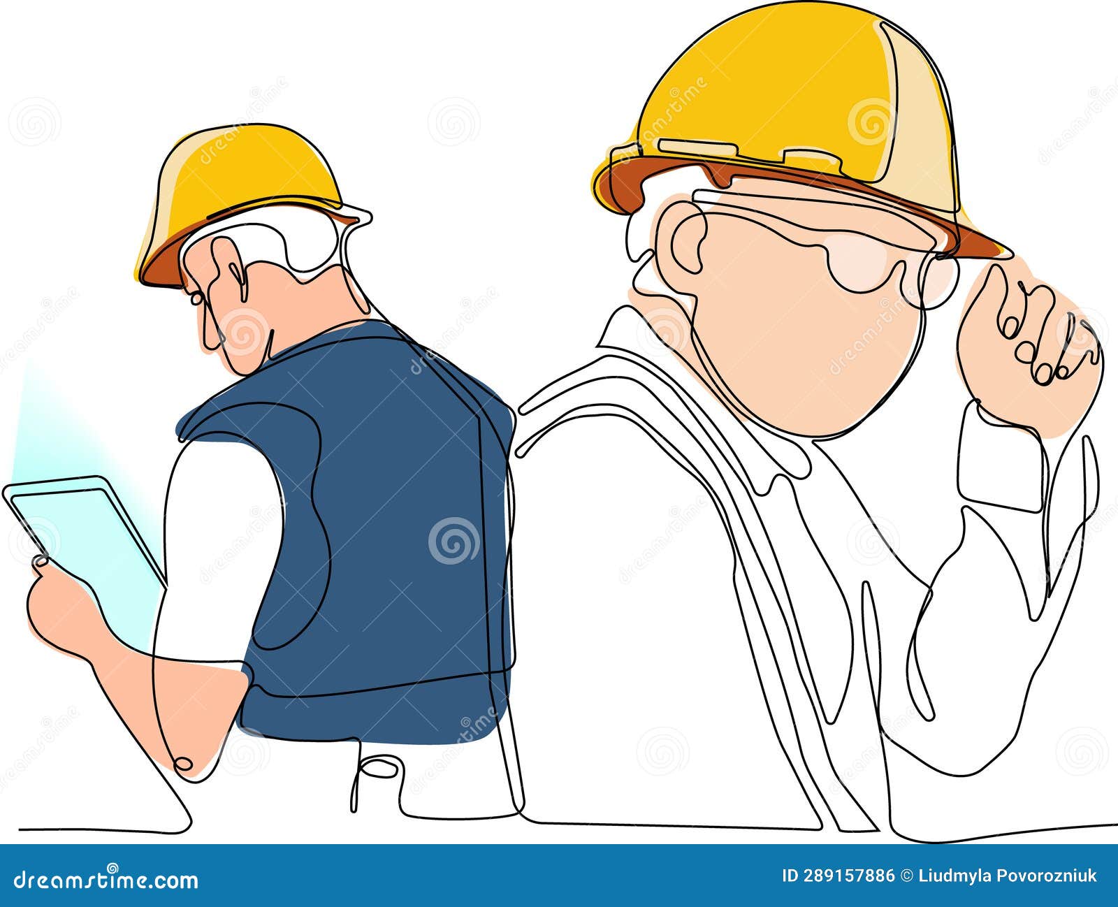 Construction Manager and Engineer Working Stock Vector - Illustration ...