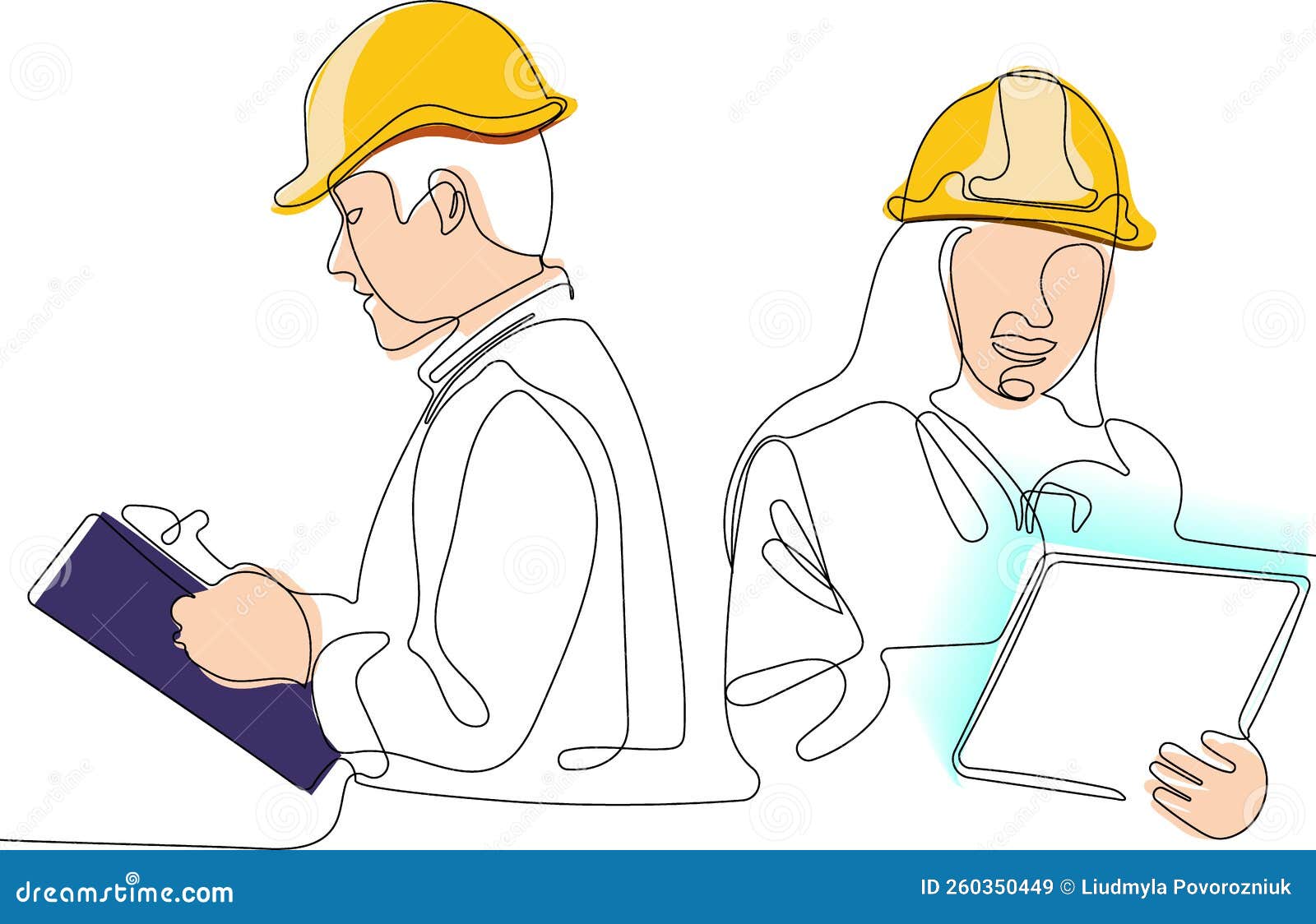 Construction Manager and Engineer Working Stock Vector - Illustration ...