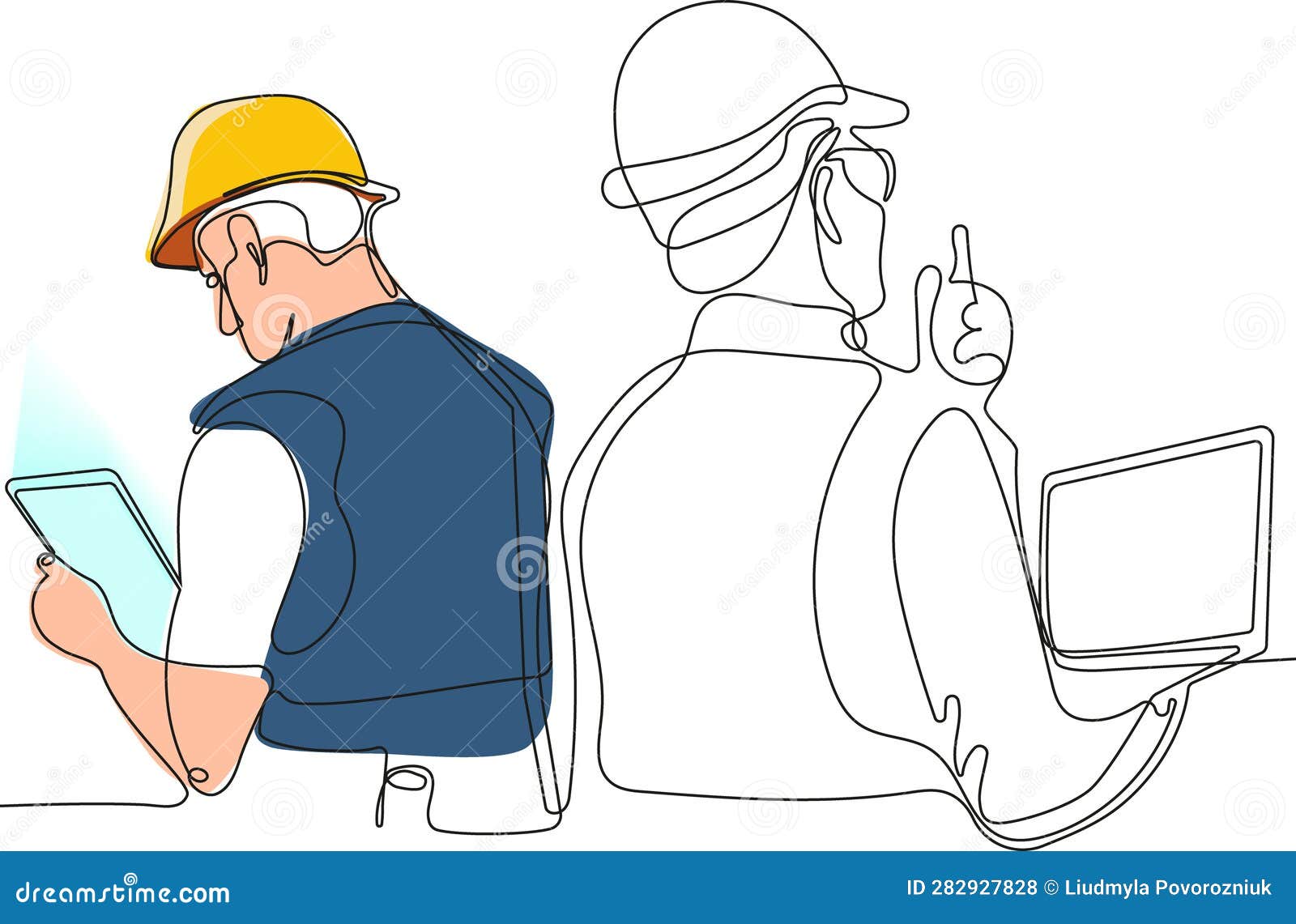 Construction Manager and Engineer Working Stock Vector - Illustration ...
