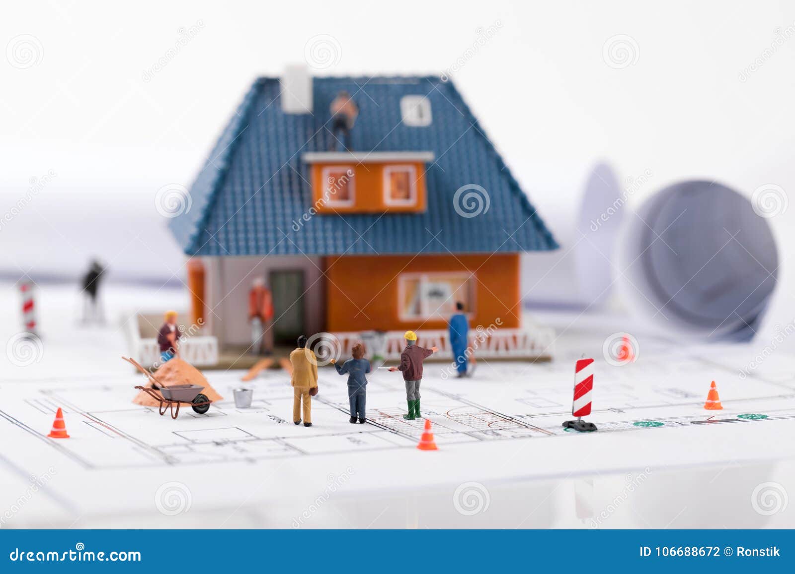 Construction Manager Showing New House Building Process Stock Photo ...