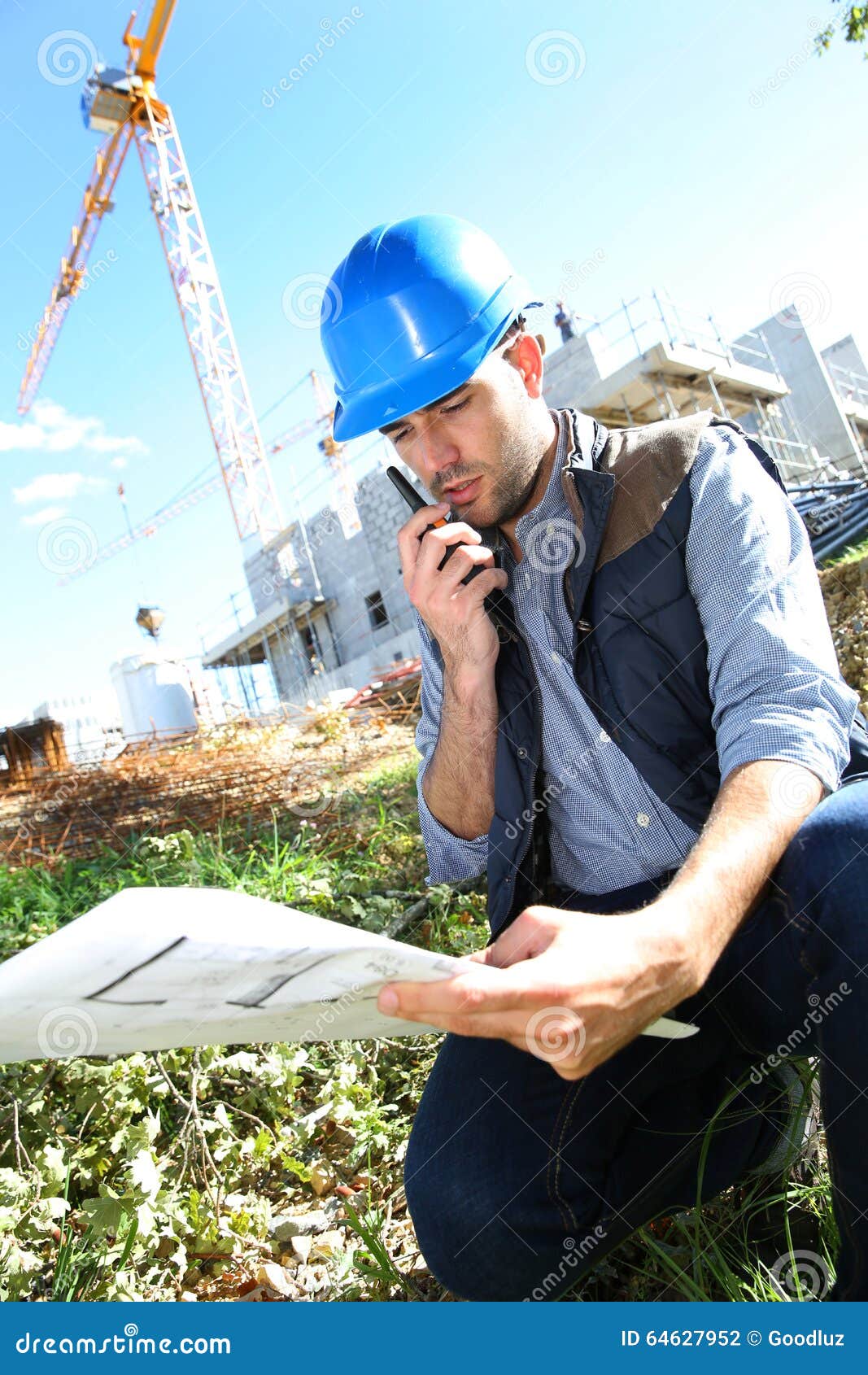 Construction Manager Using Walkie Talkie Stock Photo - Image of manager ...