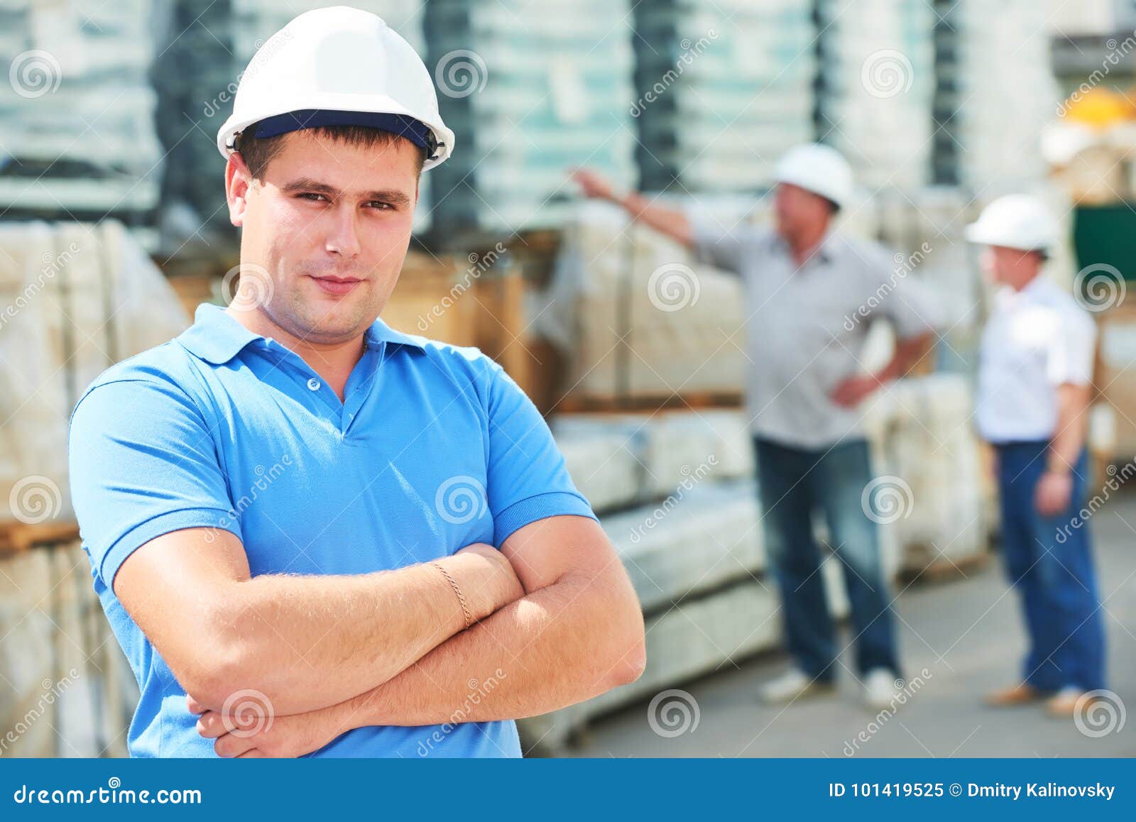 Construction Manager Worker at Building Area Stock Image - Image of ...