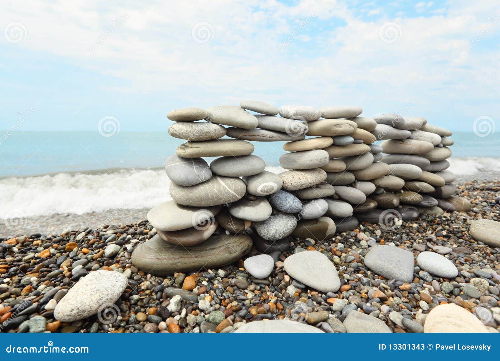Construction of Many Pebbles on a Sea Coast Stock Image - Image of ...