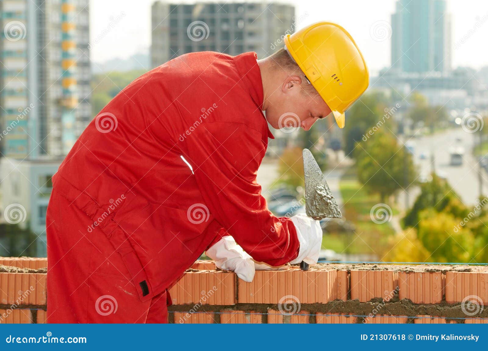 Construction Mason Worker Bricklayer Stock Photo - Image of helmet ...