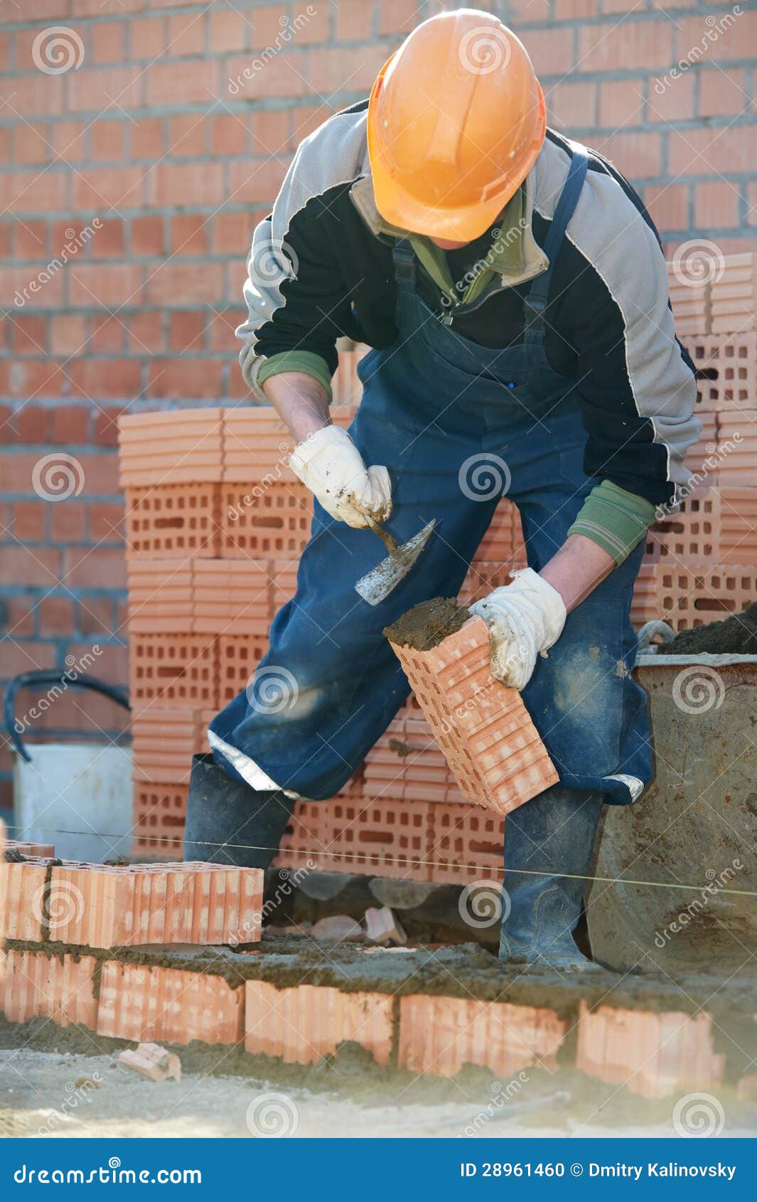 Construction Mason Worker Bricklayer Stock Photo - Image of helmet ...