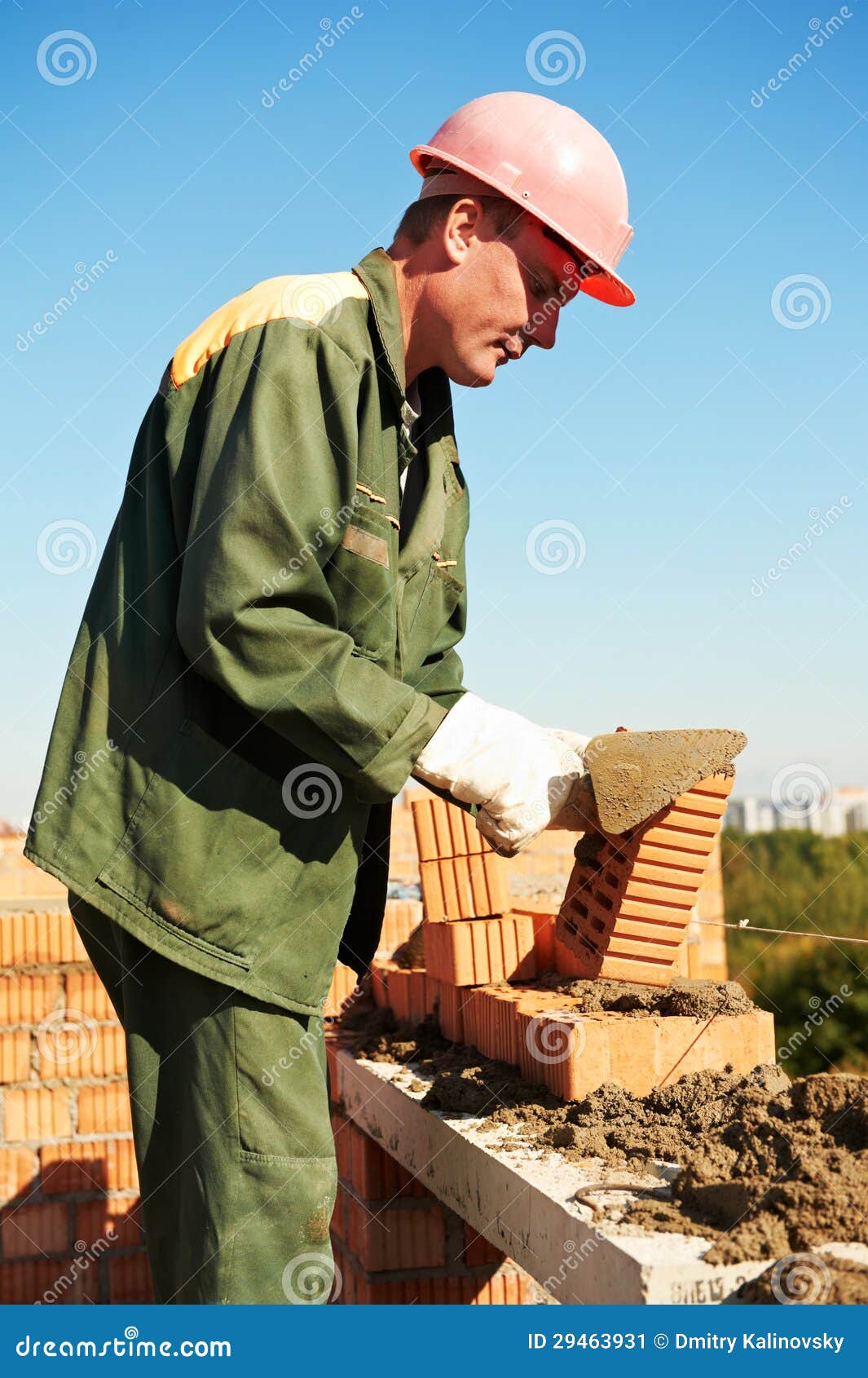 Construction Mason Worker Bricklayer Stock Image - Image of helmet ...