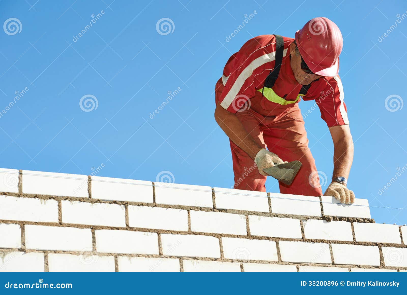 Construction Mason Worker Bricklayer Stock Photo - Image of cement ...