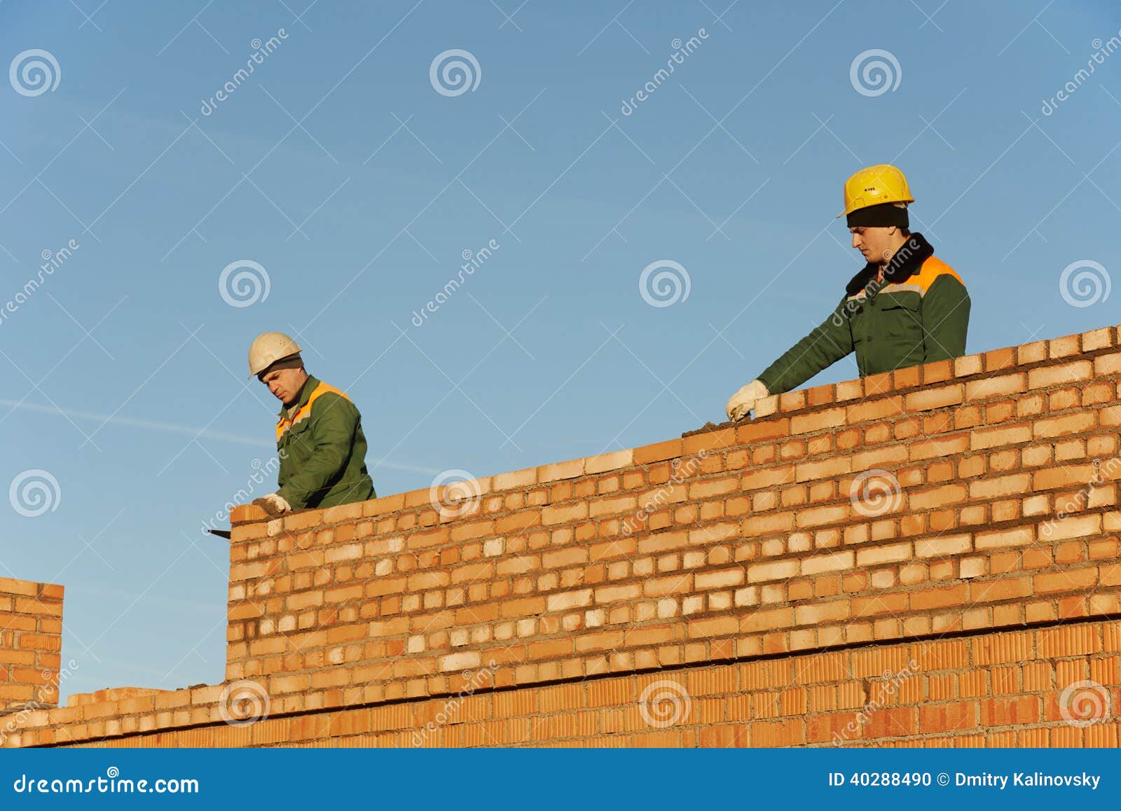 Construction Mason Worker Bricklayers Stock Photo - Image of ...