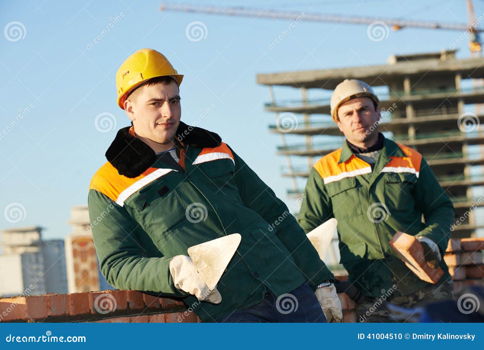 Construction Mason Worker Bricklayers Stock Photo - Image of ...