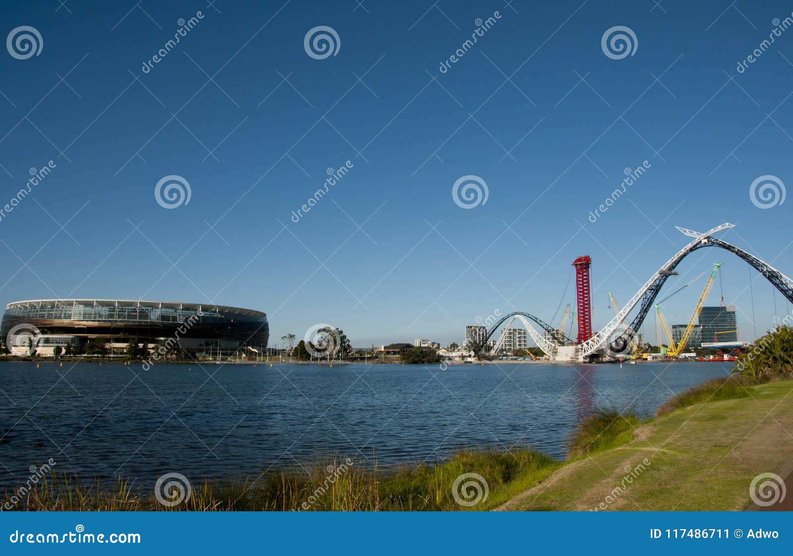 Construction of Matagarup Bridge Stock Image - Image of matagarup, city ...