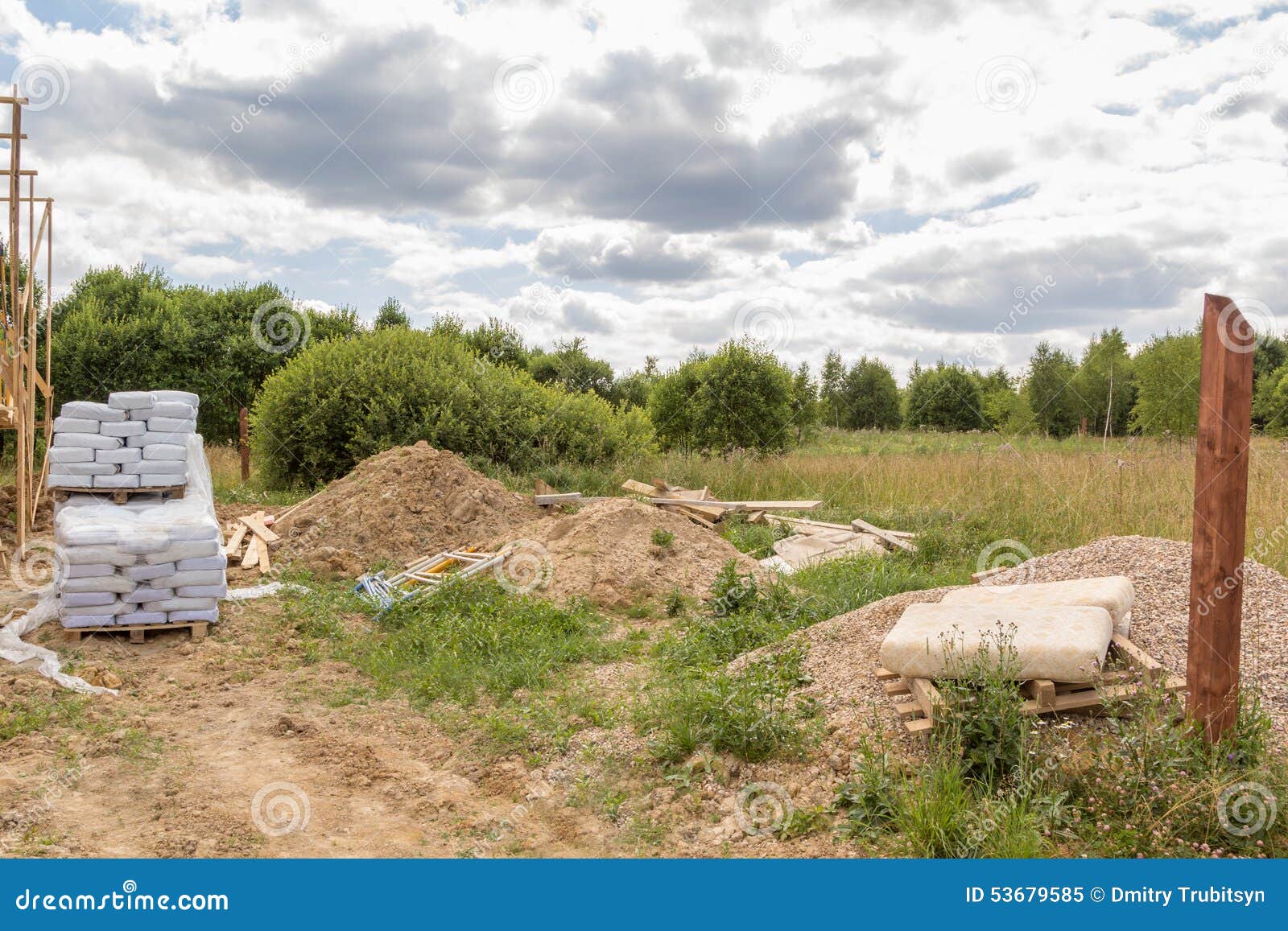 Construction Material and Debris in Field Stock Image - Image of refuse ...