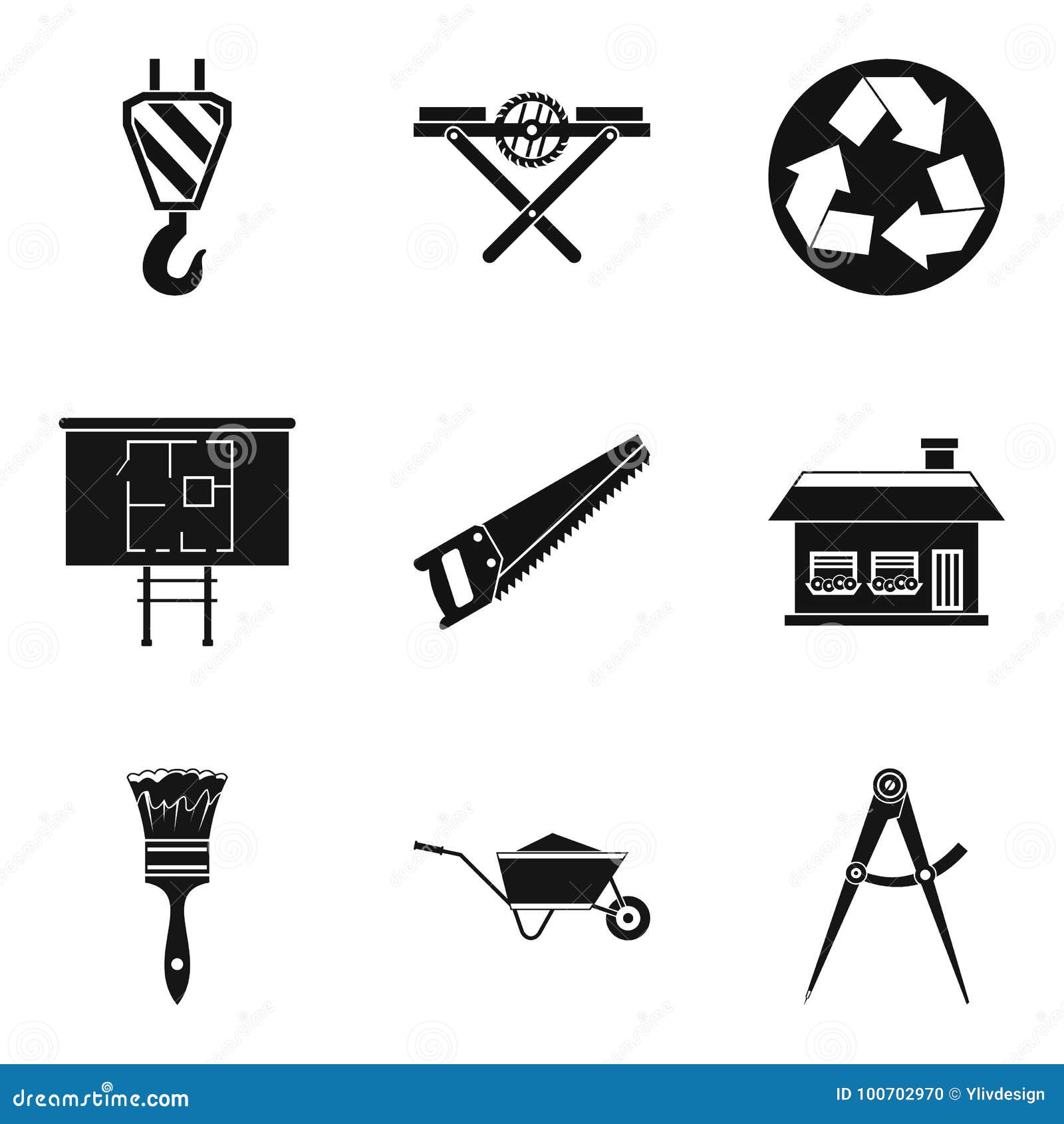 Construction Material Icons Set, Simple Style Stock Vector ...