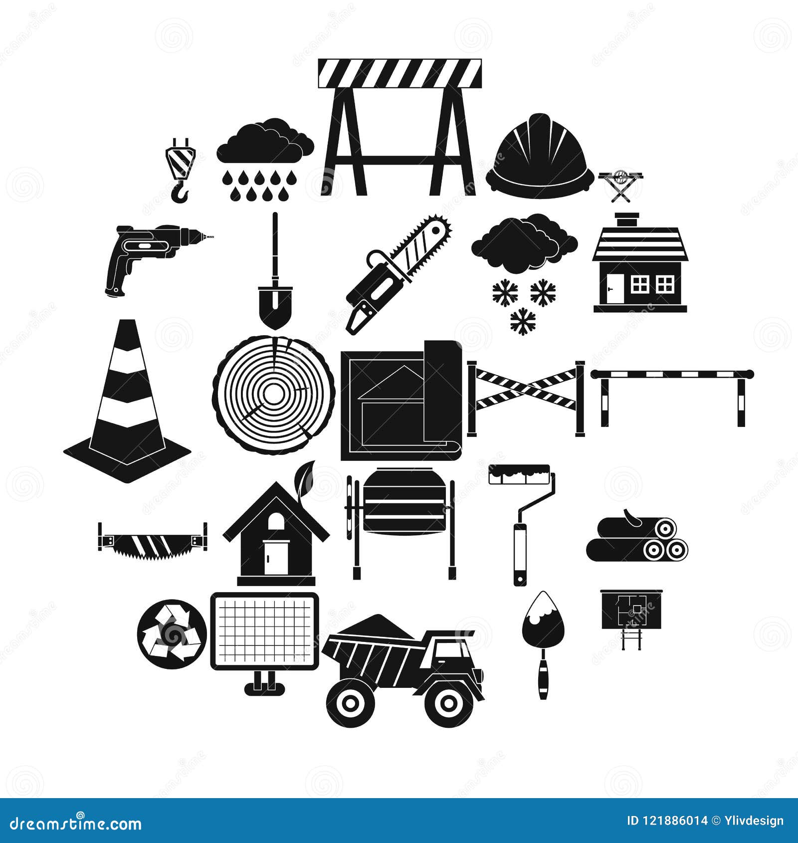Construction Material Icons Set, Simple Style Stock Vector ...