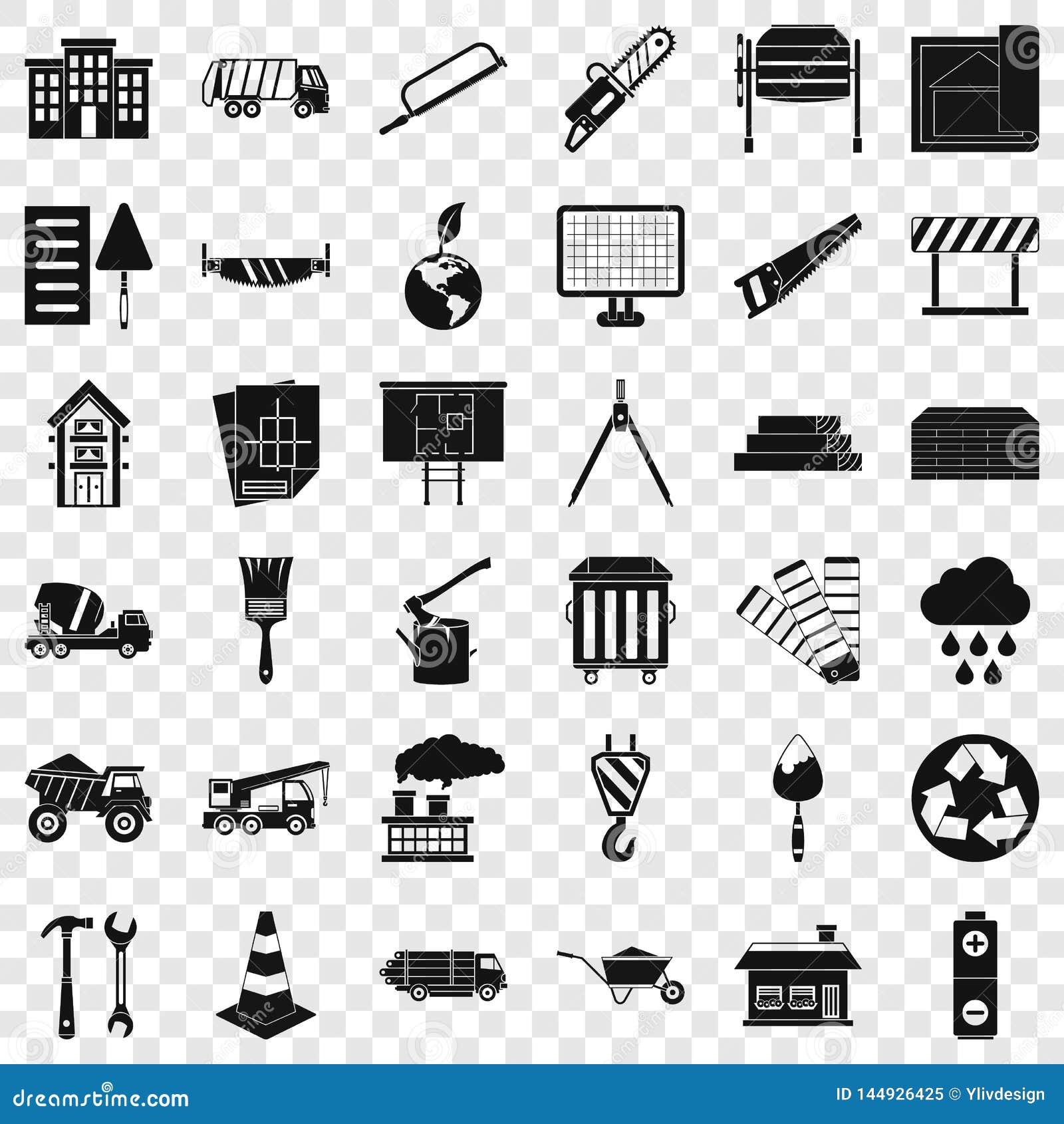 Construction Material Icons Set, Simple Style Stock Vector ...