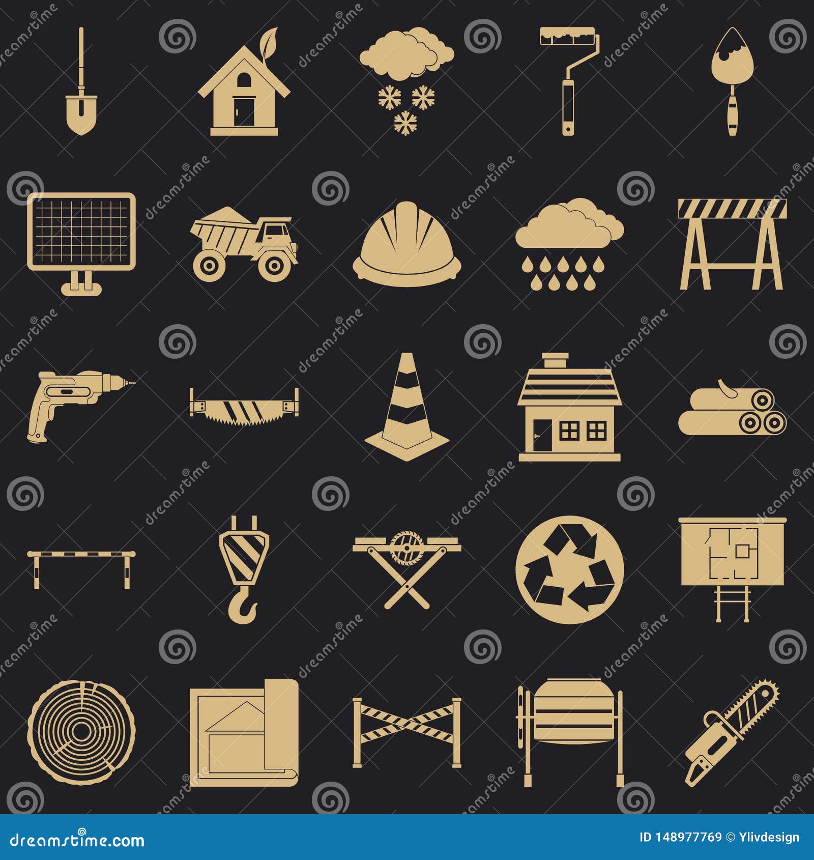 Construction Material Icons Set, Simple Style Stock Vector ...