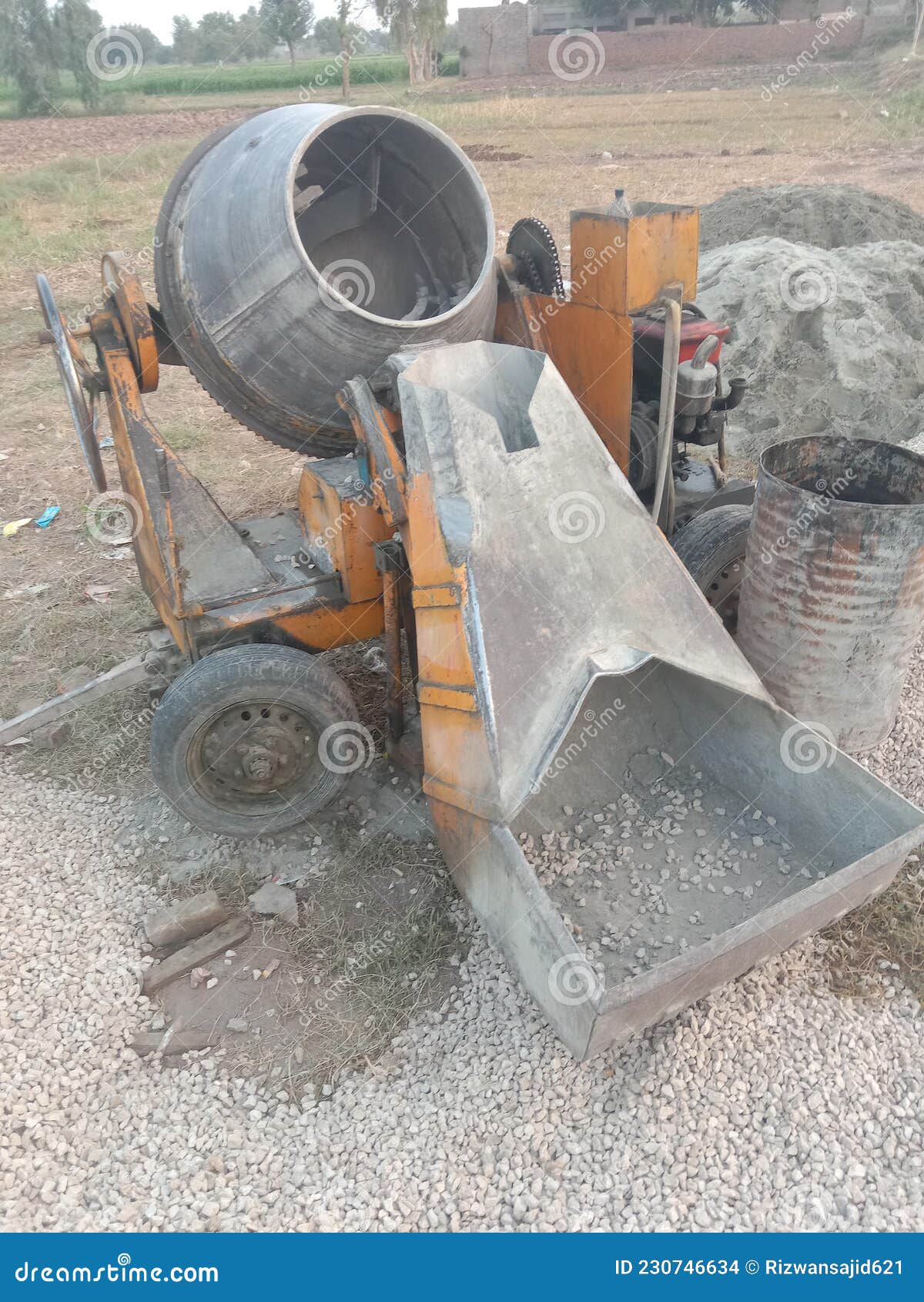 Construction Material Mixture Machine Stock Photo - Image of vehicle ...