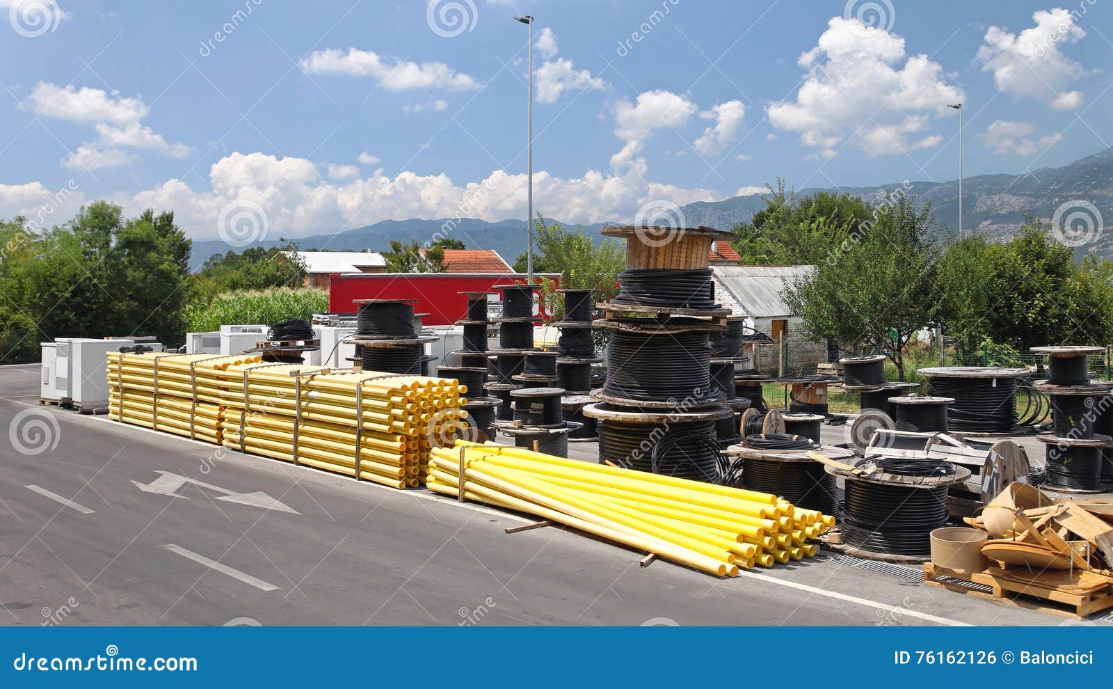 Construction Material Warehouse Stock Photo - Image of storage, cables ...