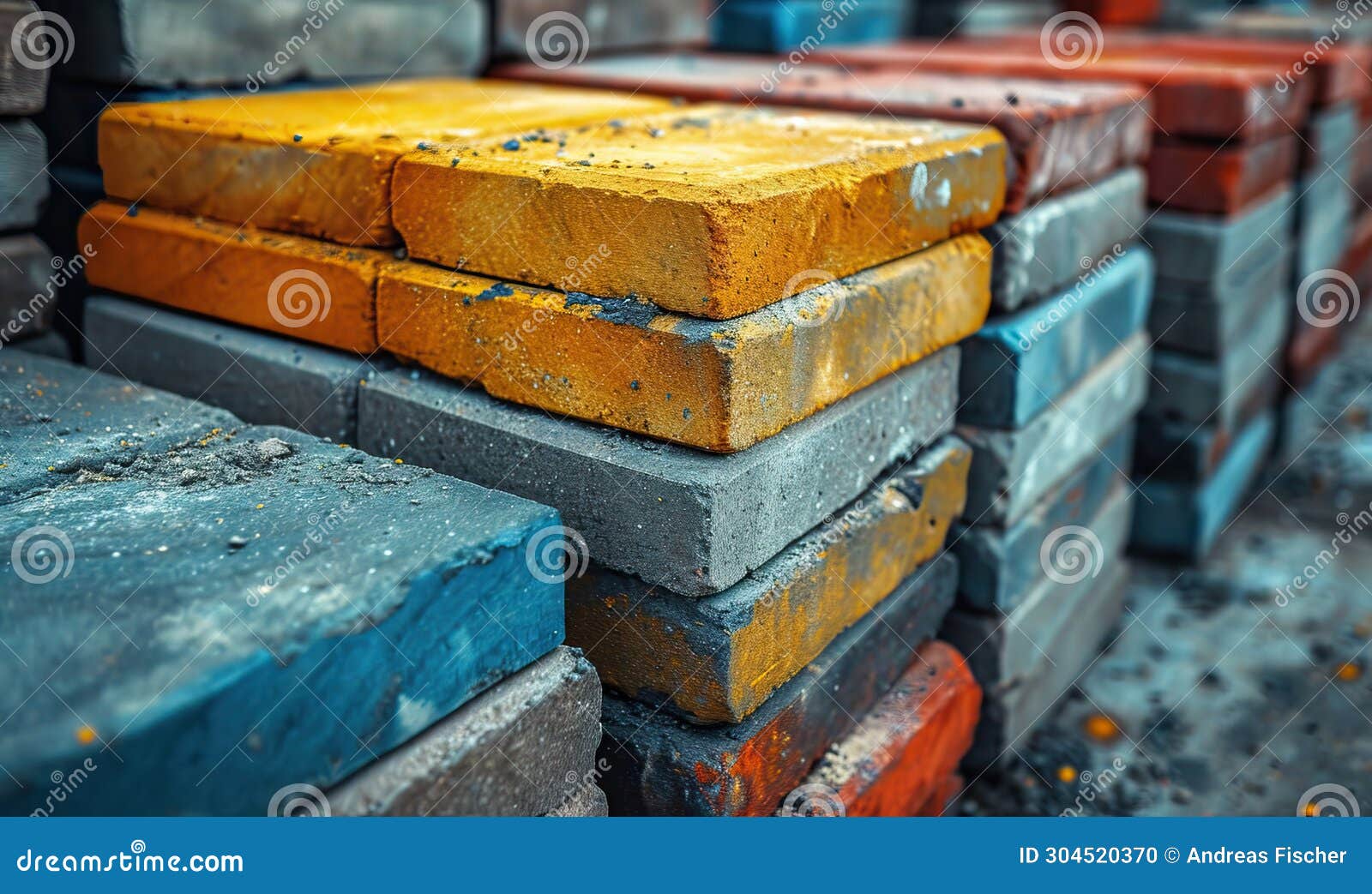 Construction Materials, Folded Colored Bricks for Work. Stock Photo ...