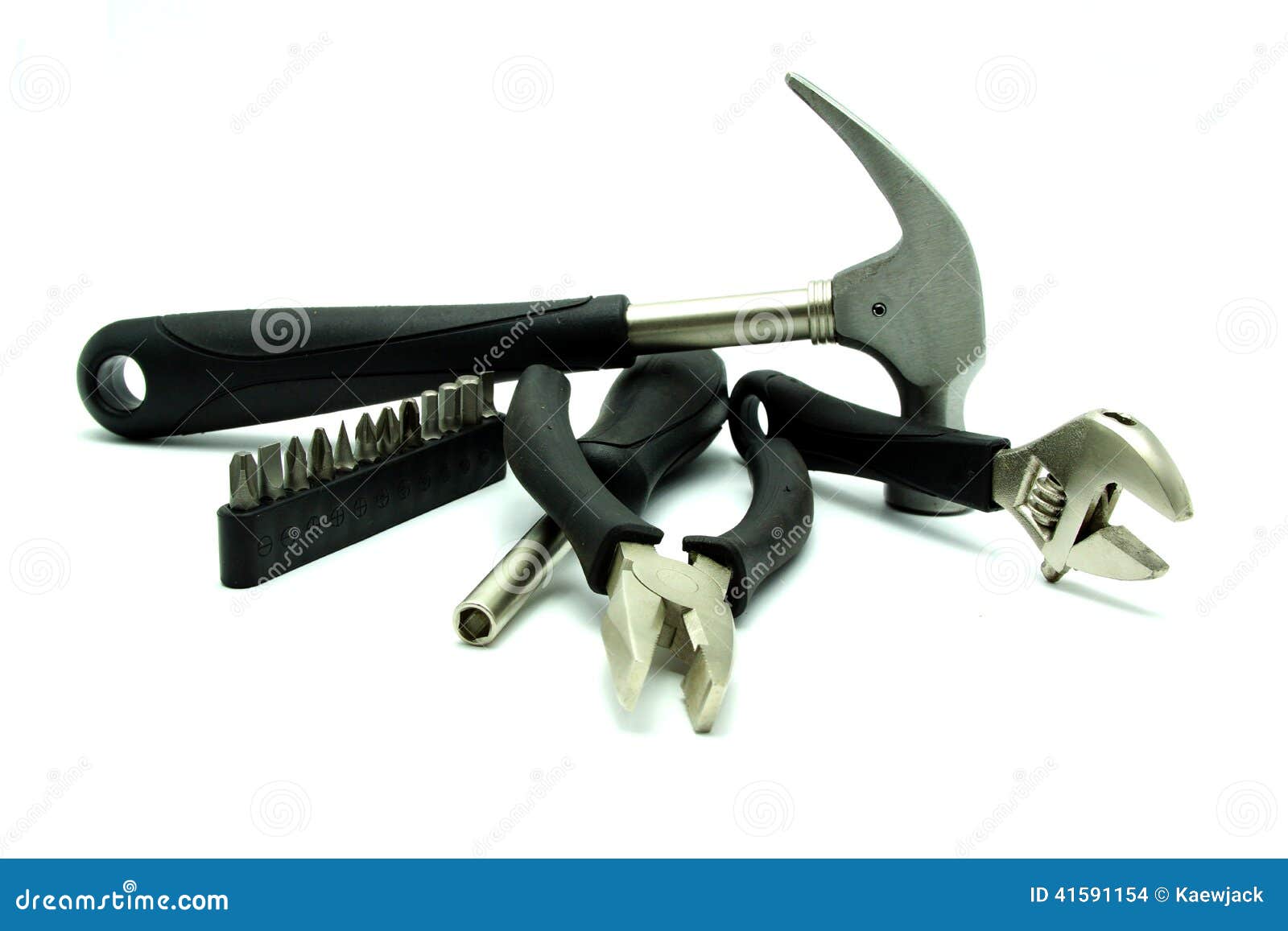 Construction Materials and Hand Tools on White Bac Stock Photo - Image ...