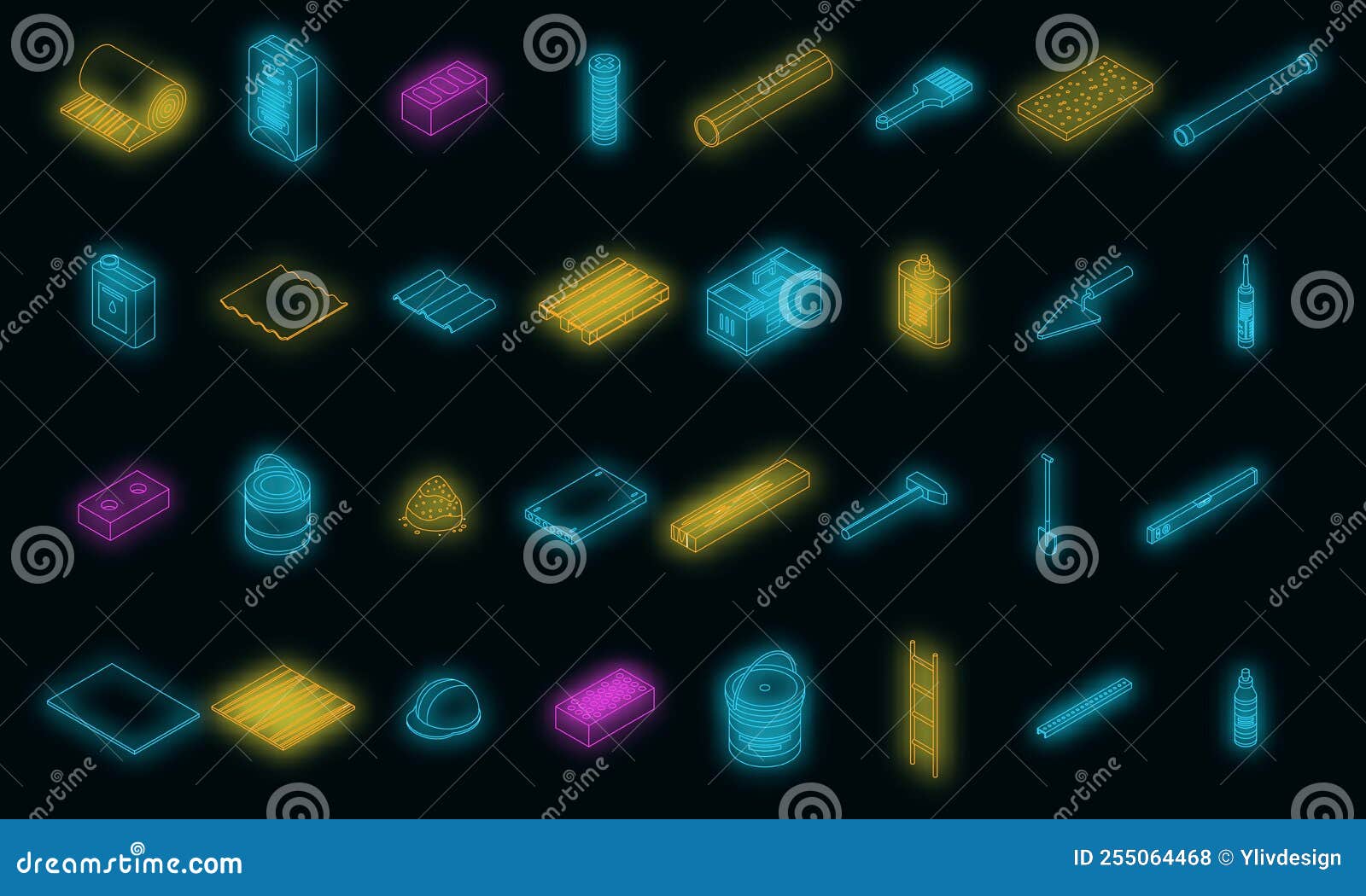 Construction Materials Icons Set Vector Neon Stock Vector ... Construction Materials Icons Set Vector Neon Stock Vector ...