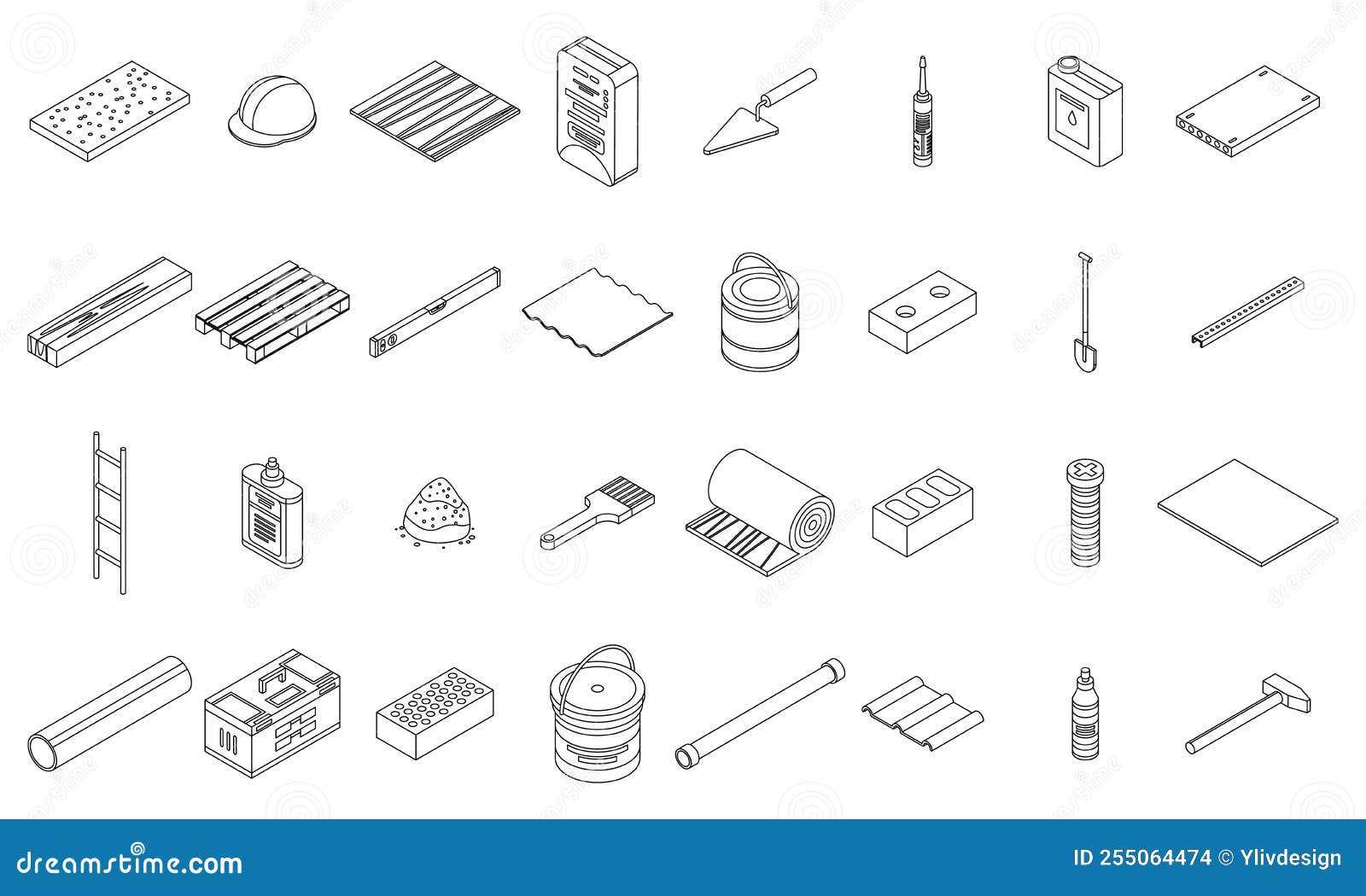 Construction Materials Icons Set Vector Outline Stock Illustration ... Construction Materials Icons Set Vector Outline Stock Illustration ...