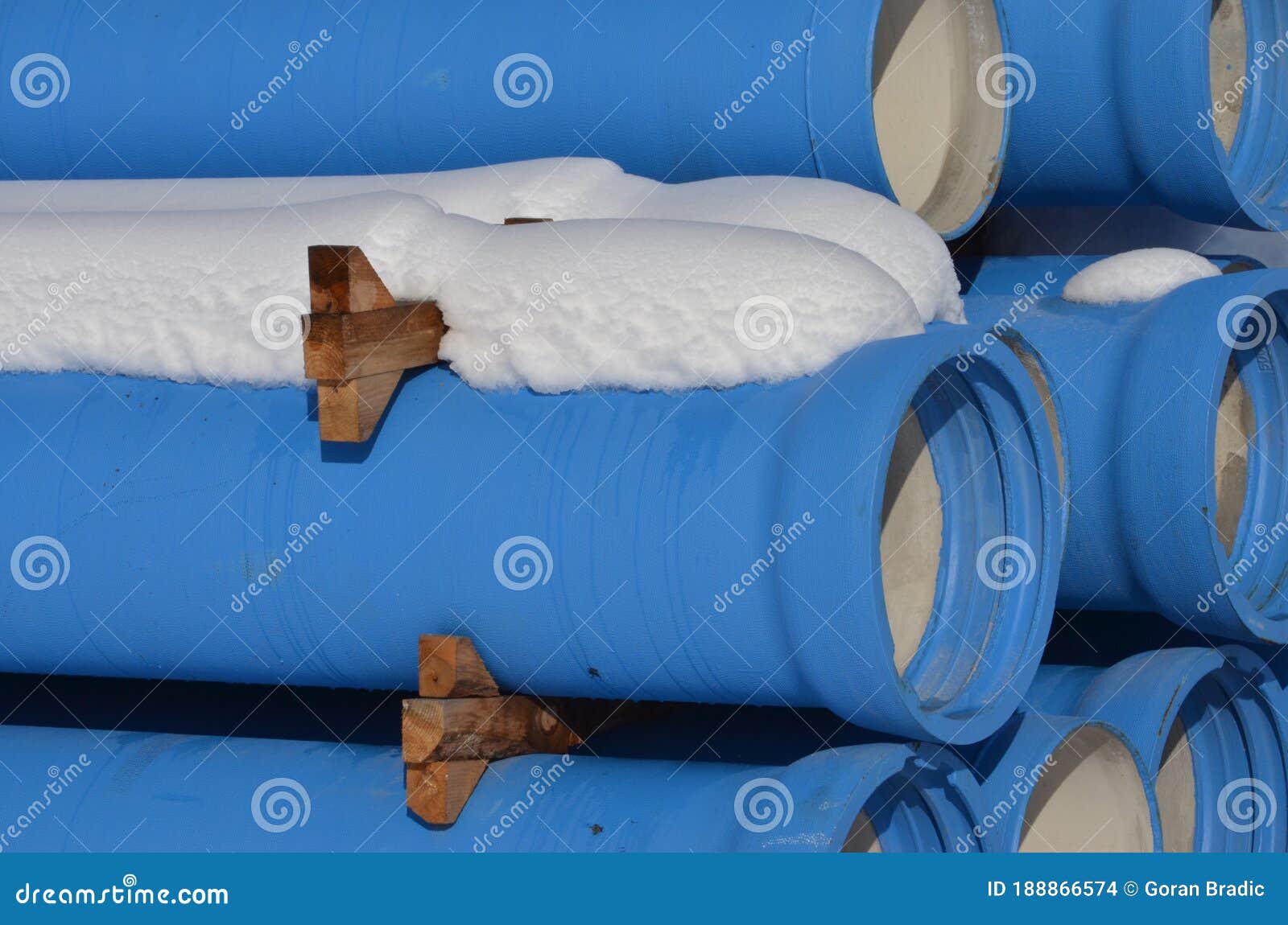 Construction, Materials., Industrial, Pipes, Under, Snow Stock Photo ...