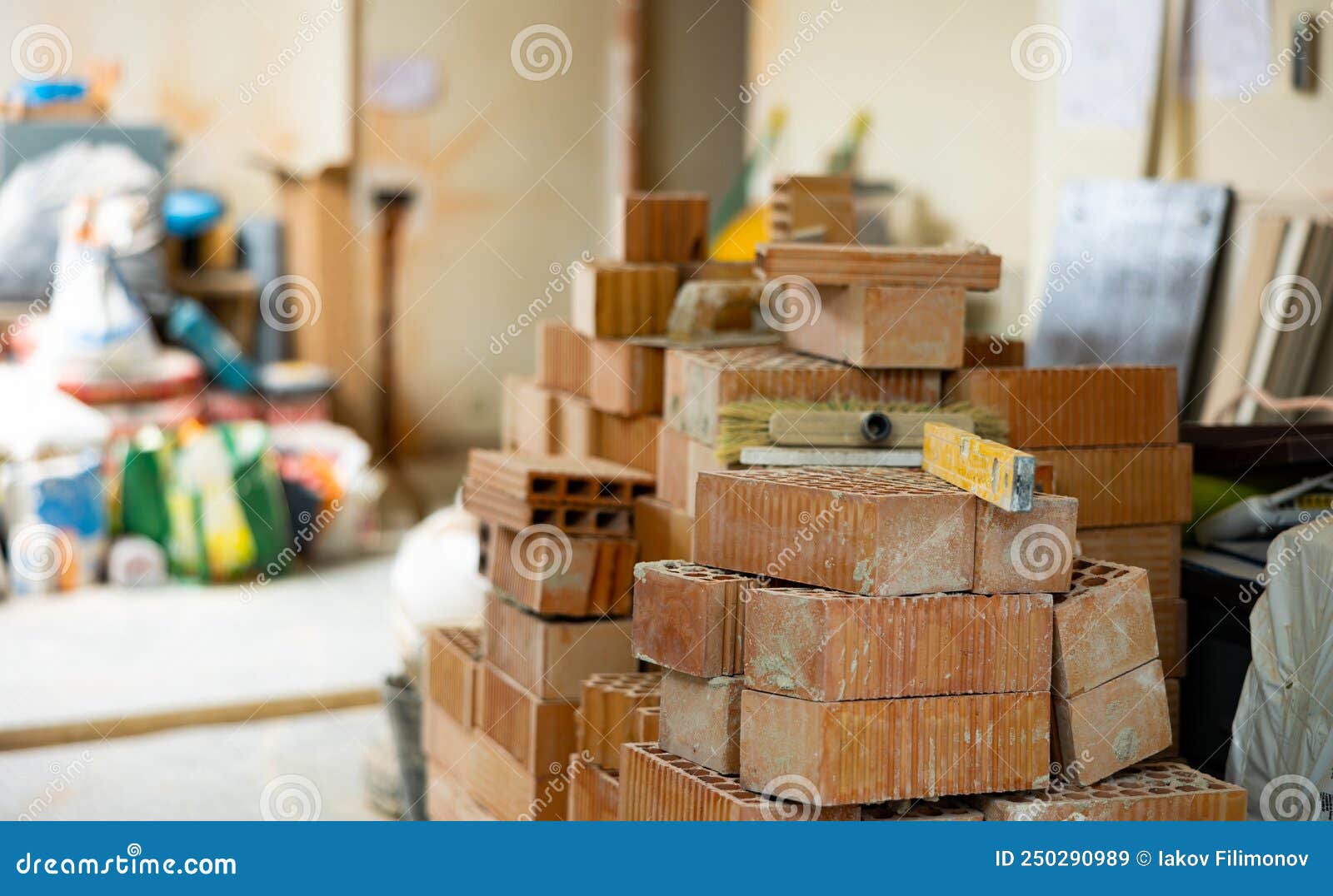 Construction Materials Inside the Building Under Construction Stock ...