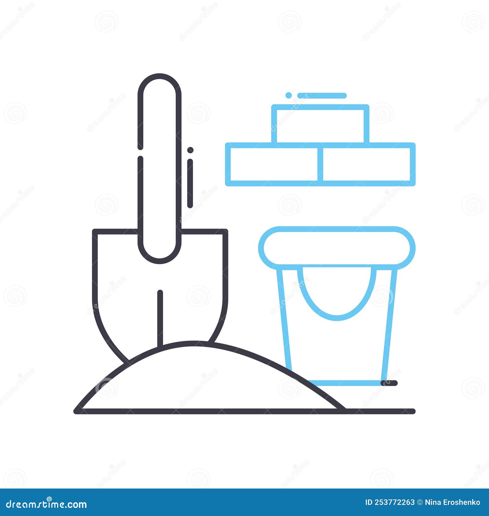 Construction Materials Line Icon, Outline Symbol, Vector Illustration ...