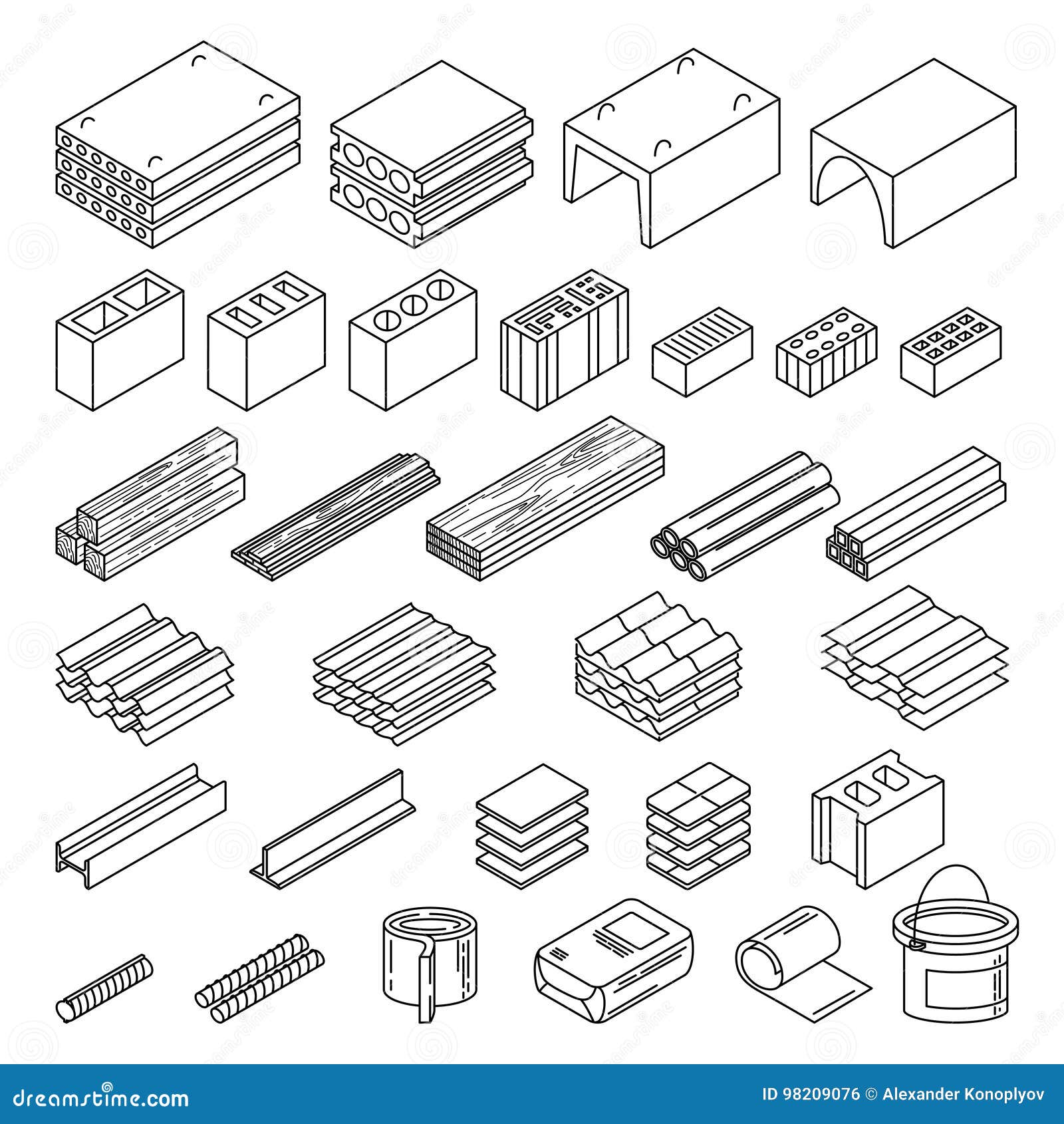 Construction materials set stock vector. Illustration of industry ...