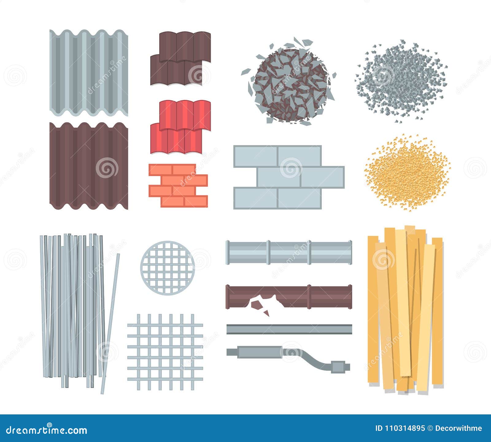 Construction Materials - Set Of Modern Vector Elements Stock Vector ...