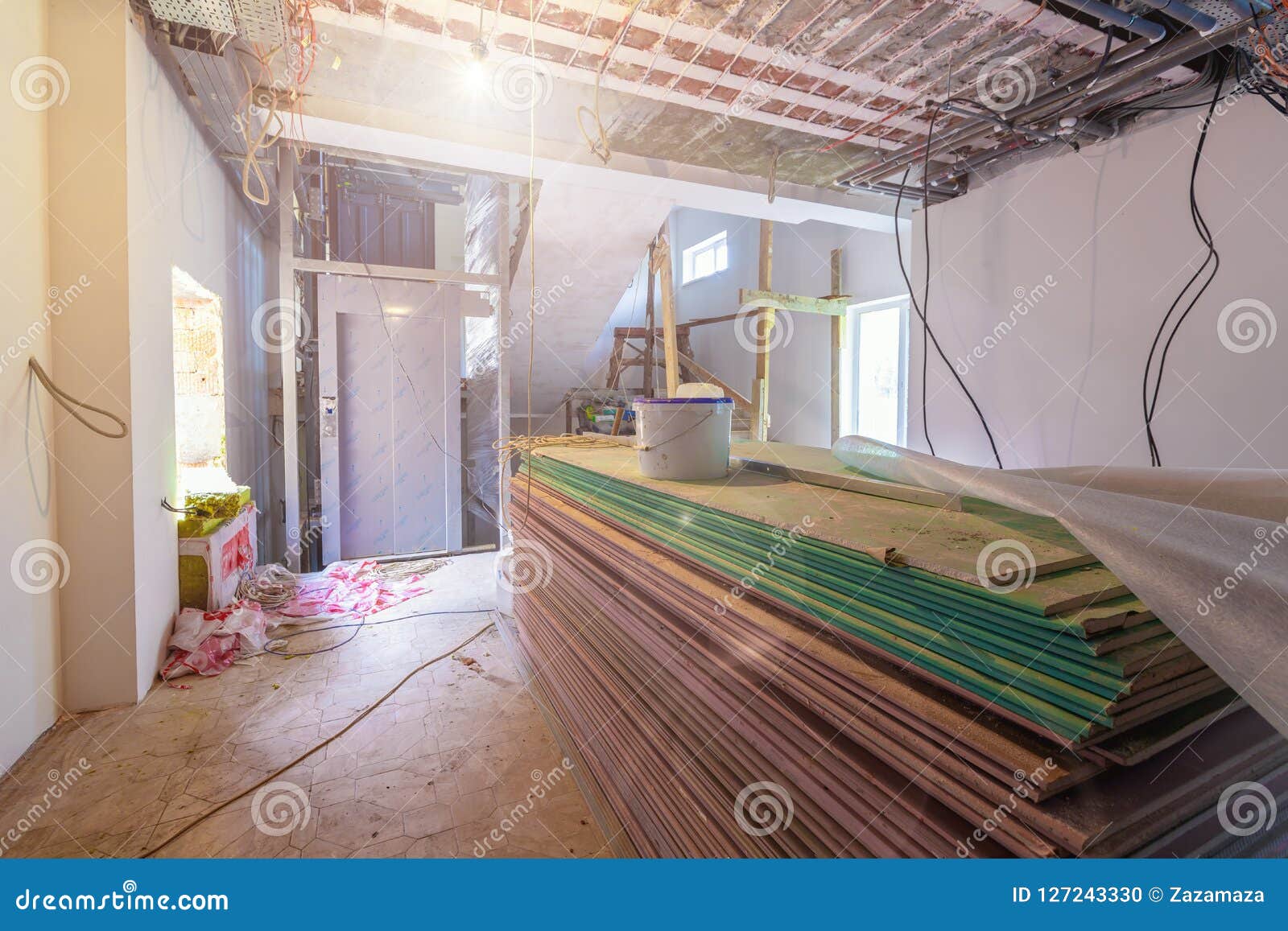 Construction Materials and Sheets of Plasterboard or Drywall are ...