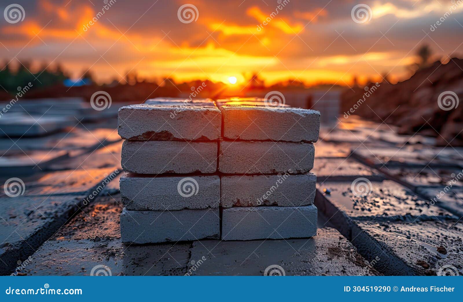 Construction Materials, Stacked White Bricks for Work. Stock Photo ...
