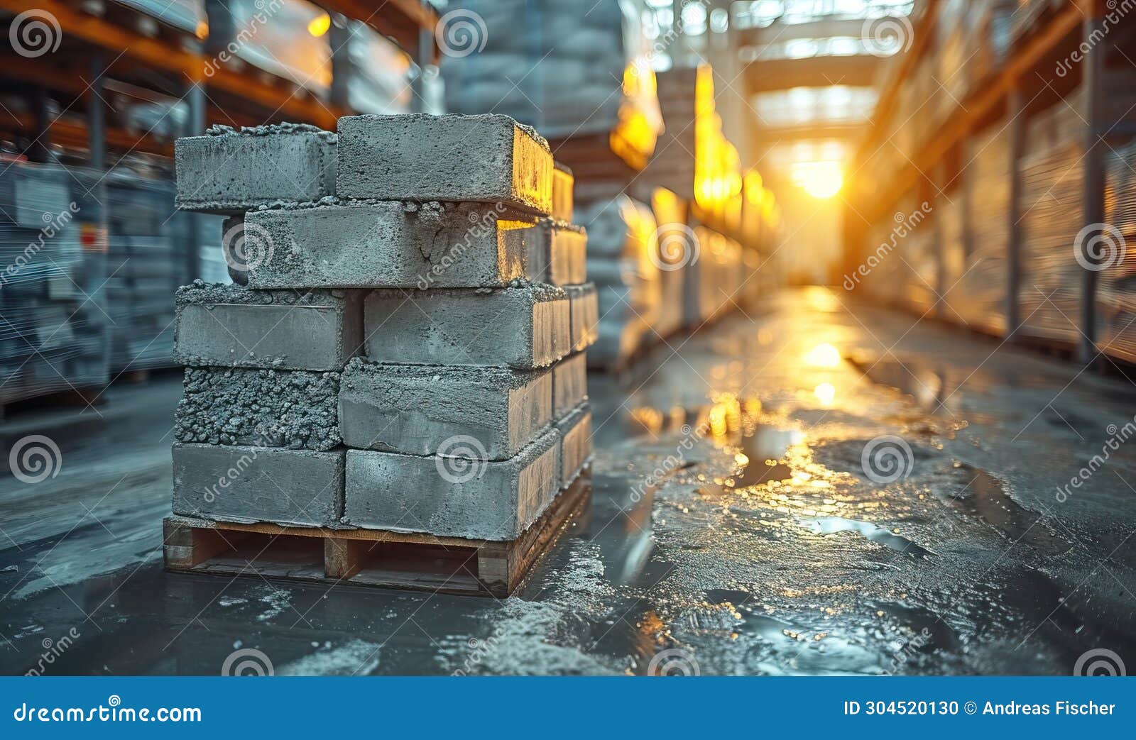 Construction Materials, Stacked White Bricks for Work. Stock Photo ...