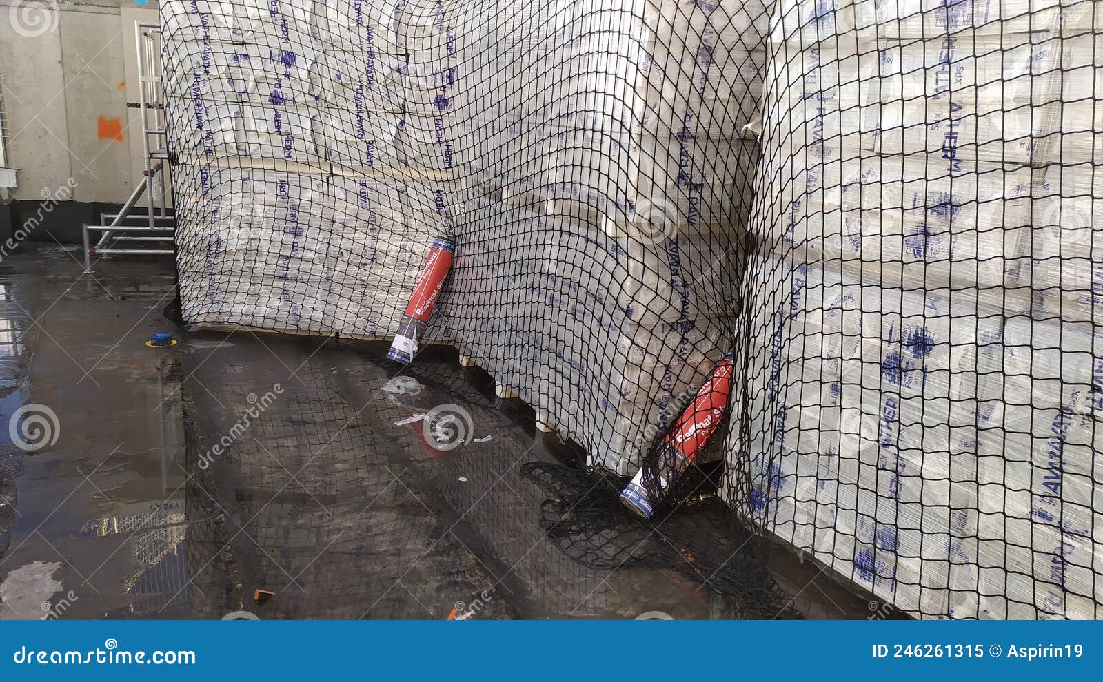 Construction Materials Stored Under the Mesh Editorial Image - Image of ...