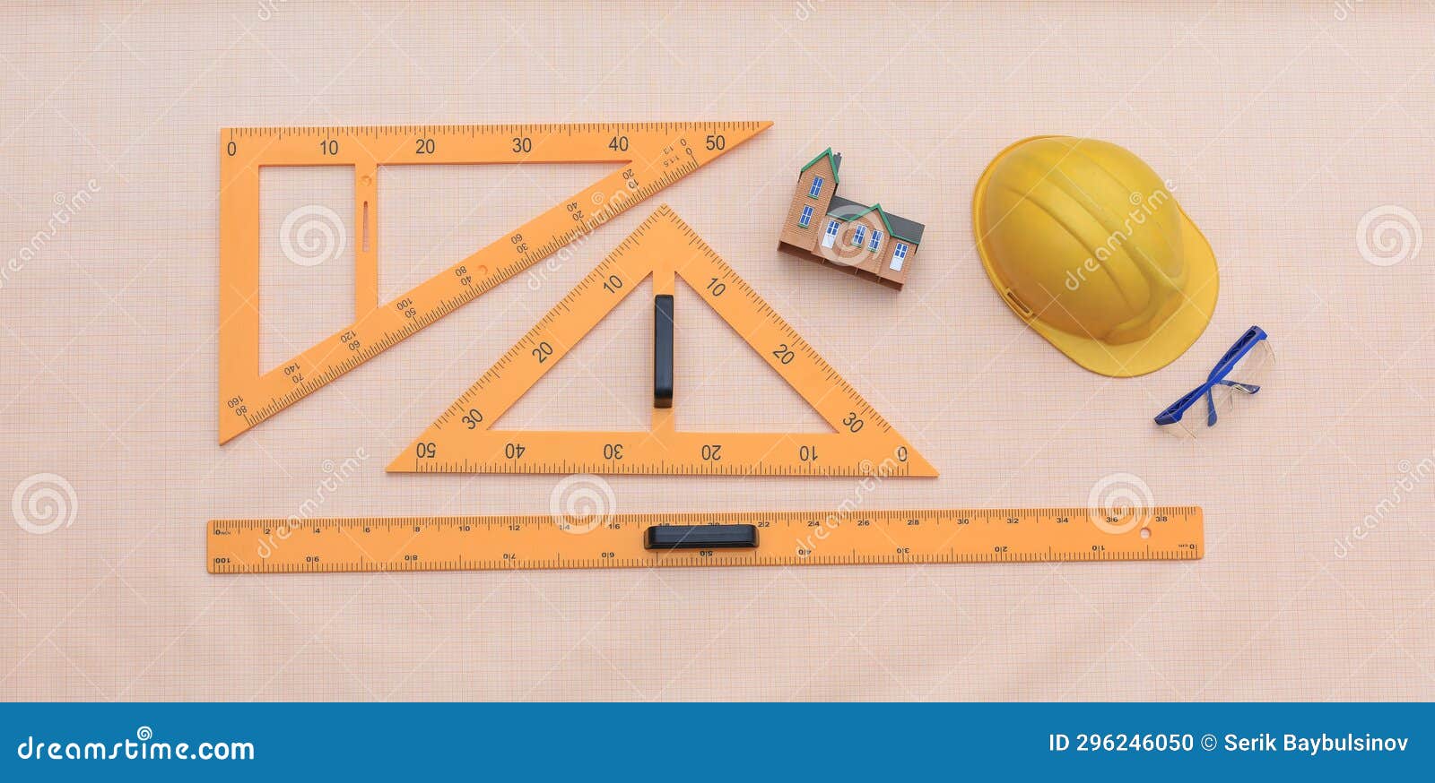 Construction Measuring Rulers Graph Paper Stock Photo - Image of ...