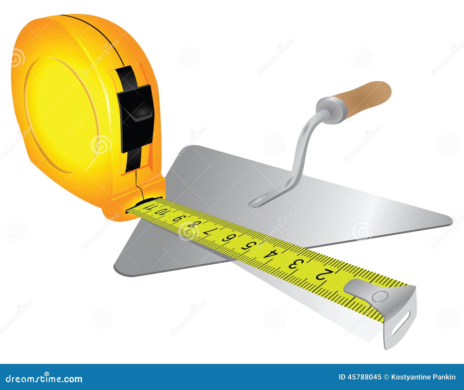 Construction Measuring Tape and Trowel Stock Vector - Illustration of ...