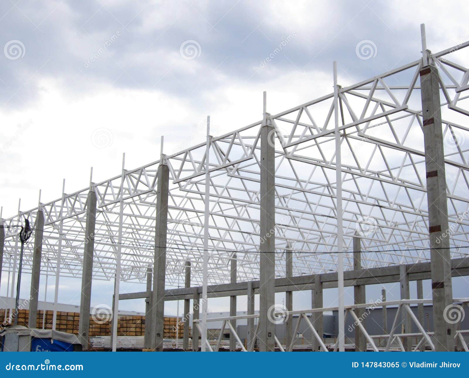 Construction of a Metal Frame Plant Stock Image - Image of structures ...