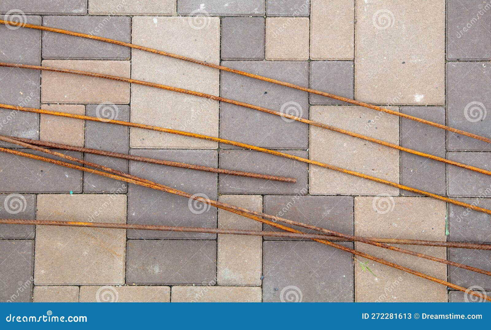 Construction Metal on Paving Slabs. Stock Image - Image of wall, site ...