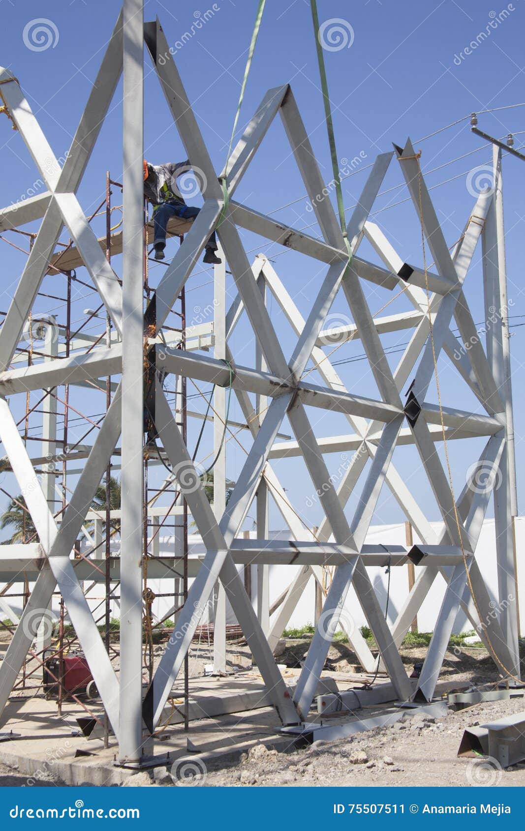 Construction of Metal Structures Editorial Photo - Image of worker ...