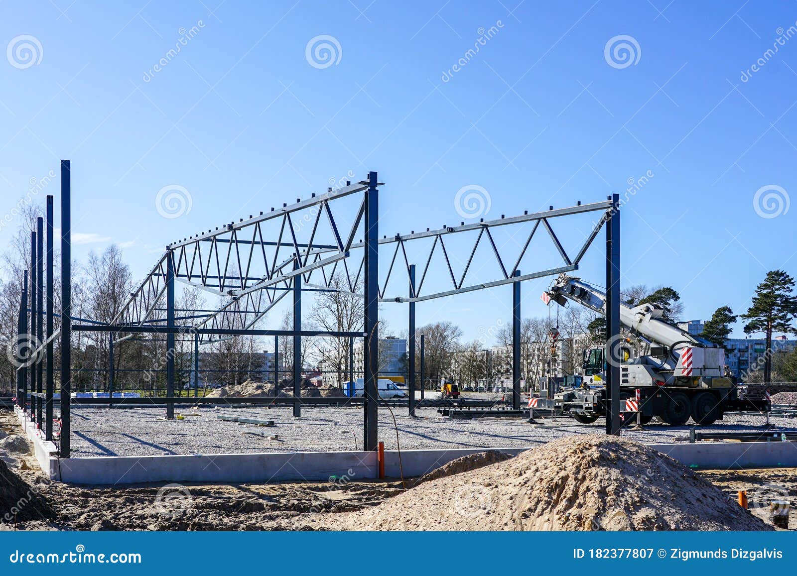 Construction of a Metal Truss Frame for a New Production Building Stock ...