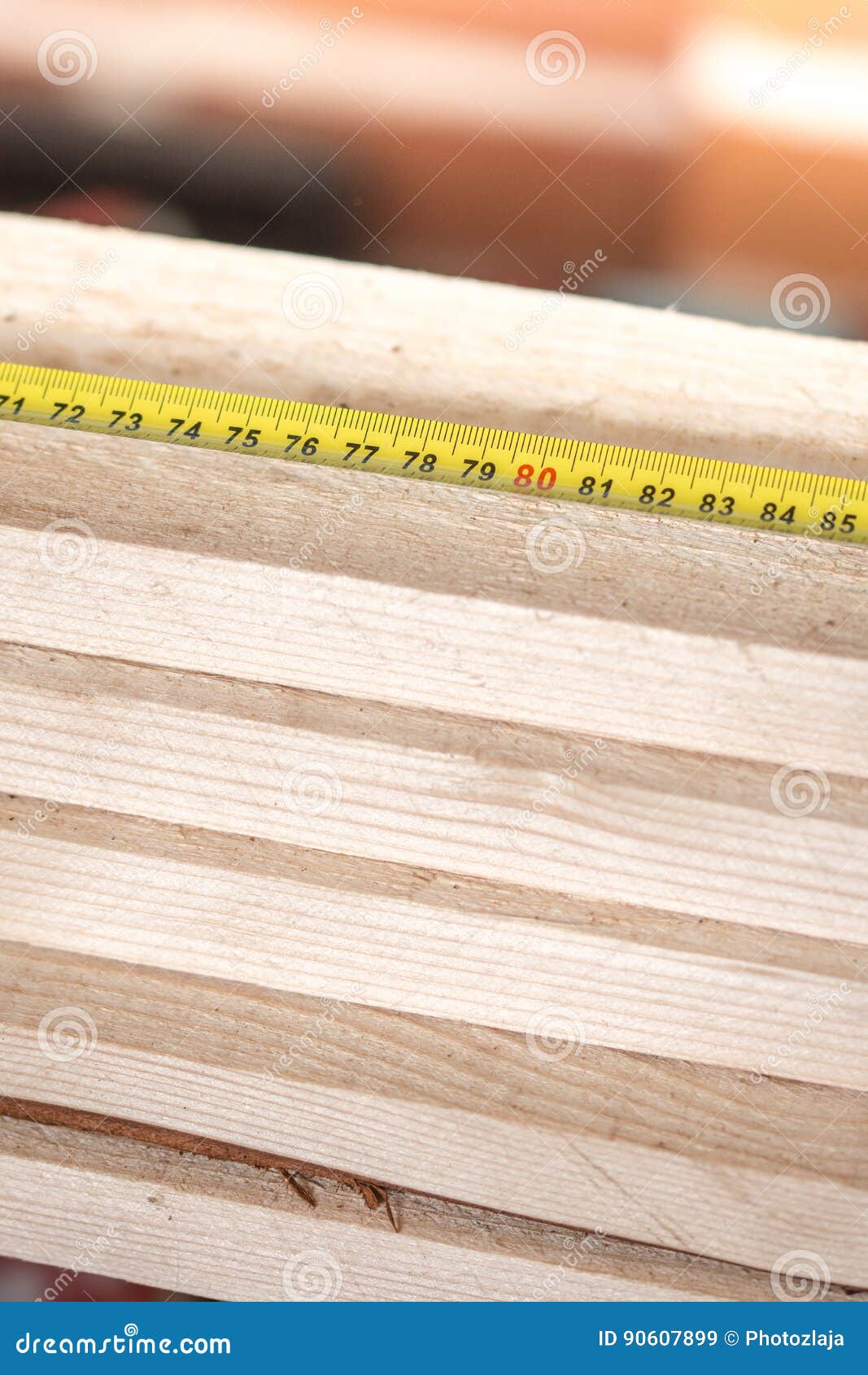 Construction Meter on the Pile of Wooden Planks Stock Image - Image of ...