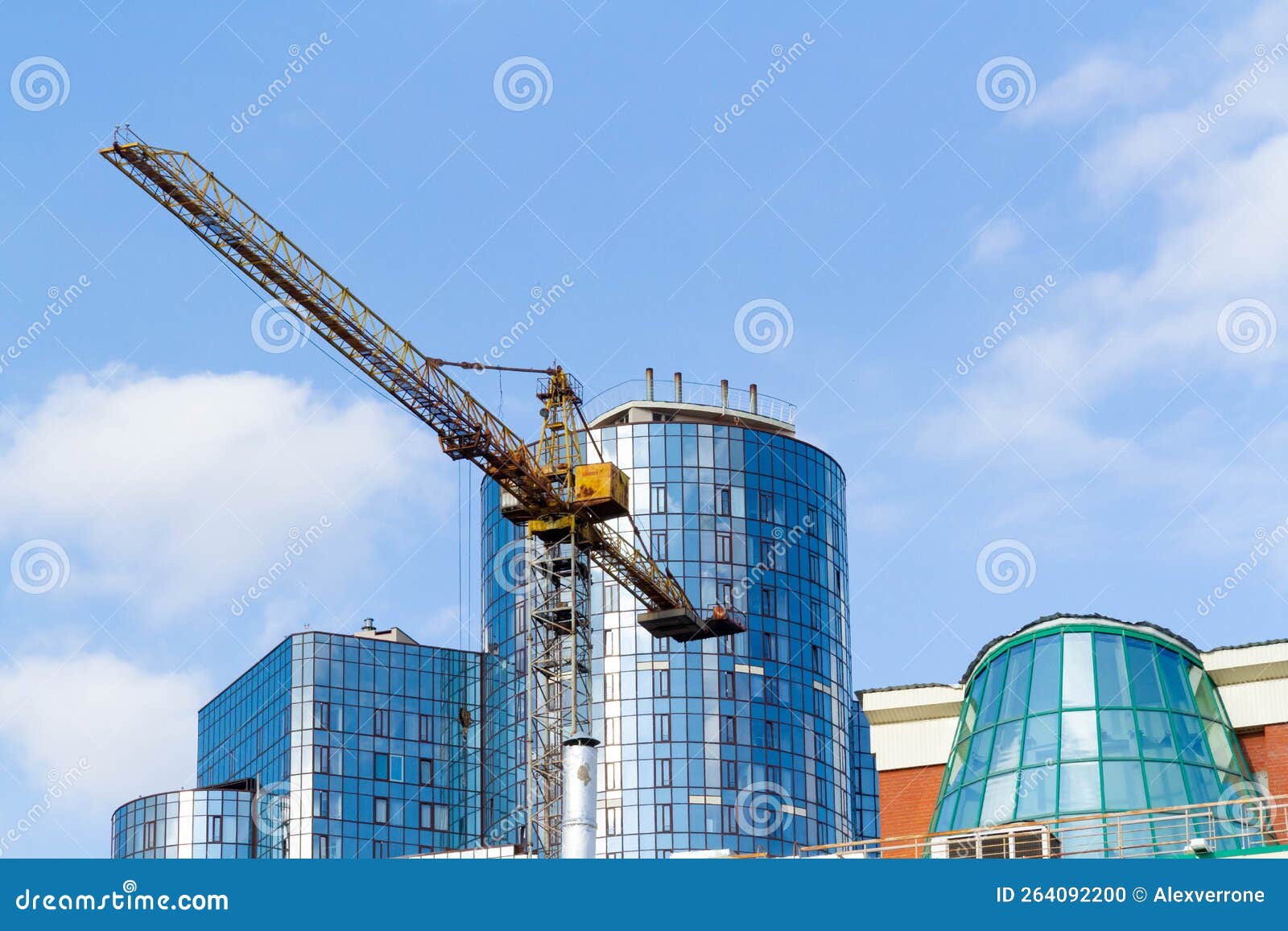 Construction in Metropolis. Construction Crane on Background of ...