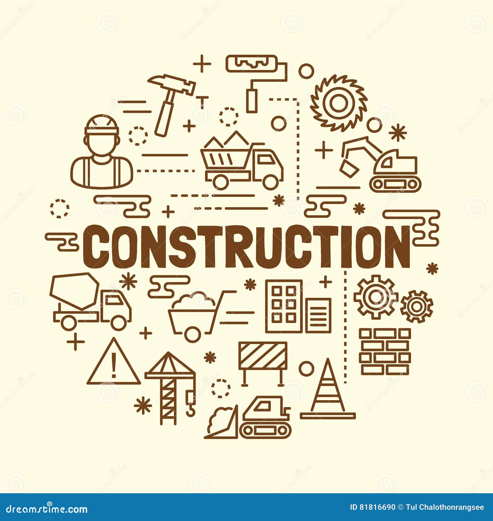 Construction Minimal Thin Line Icons Set Stock Vector - Illustration of ...